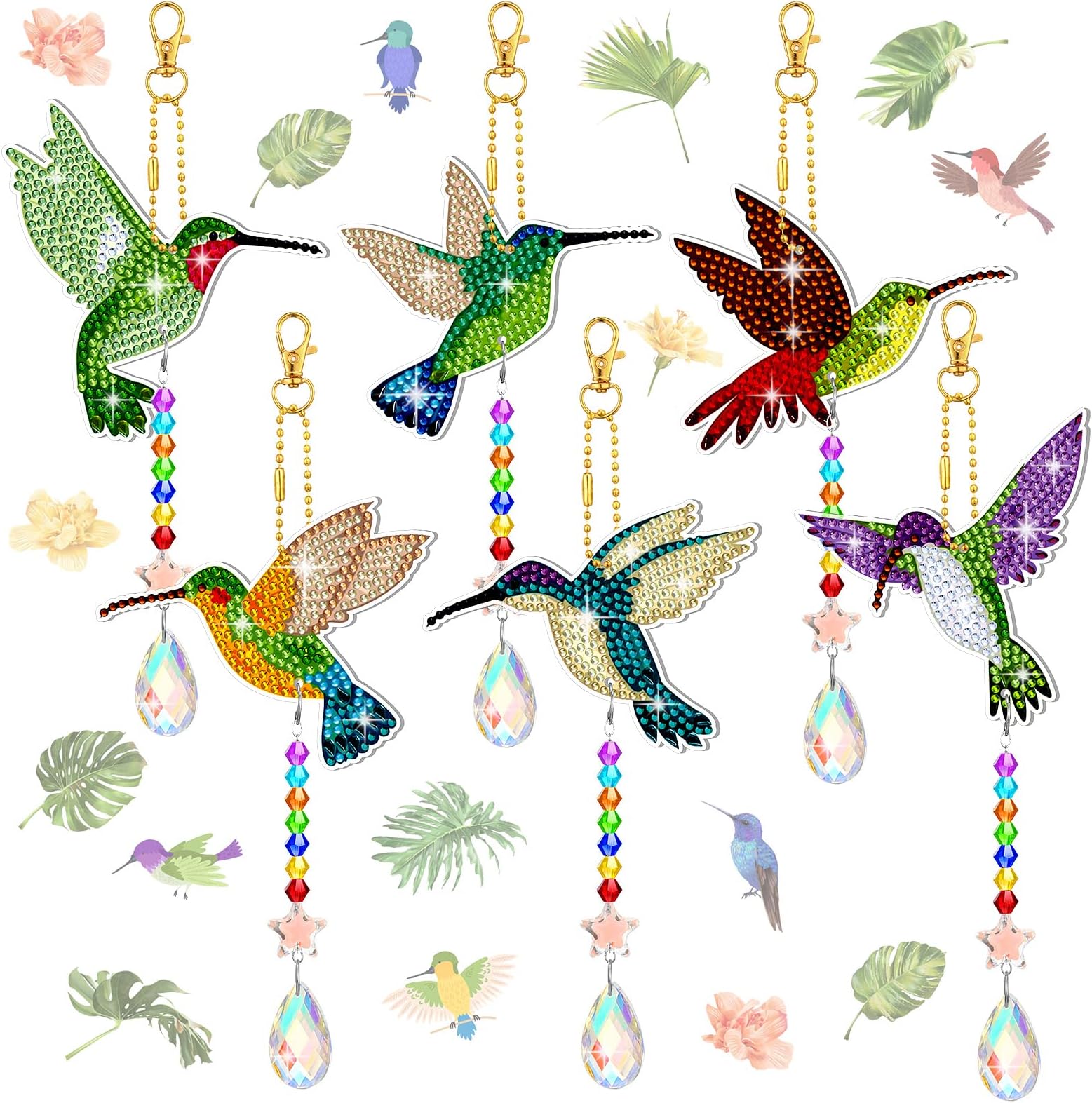 Amazon.com: Tradder 6 Pcs Diamond Art Painting Rhinestone Hummingbird ...