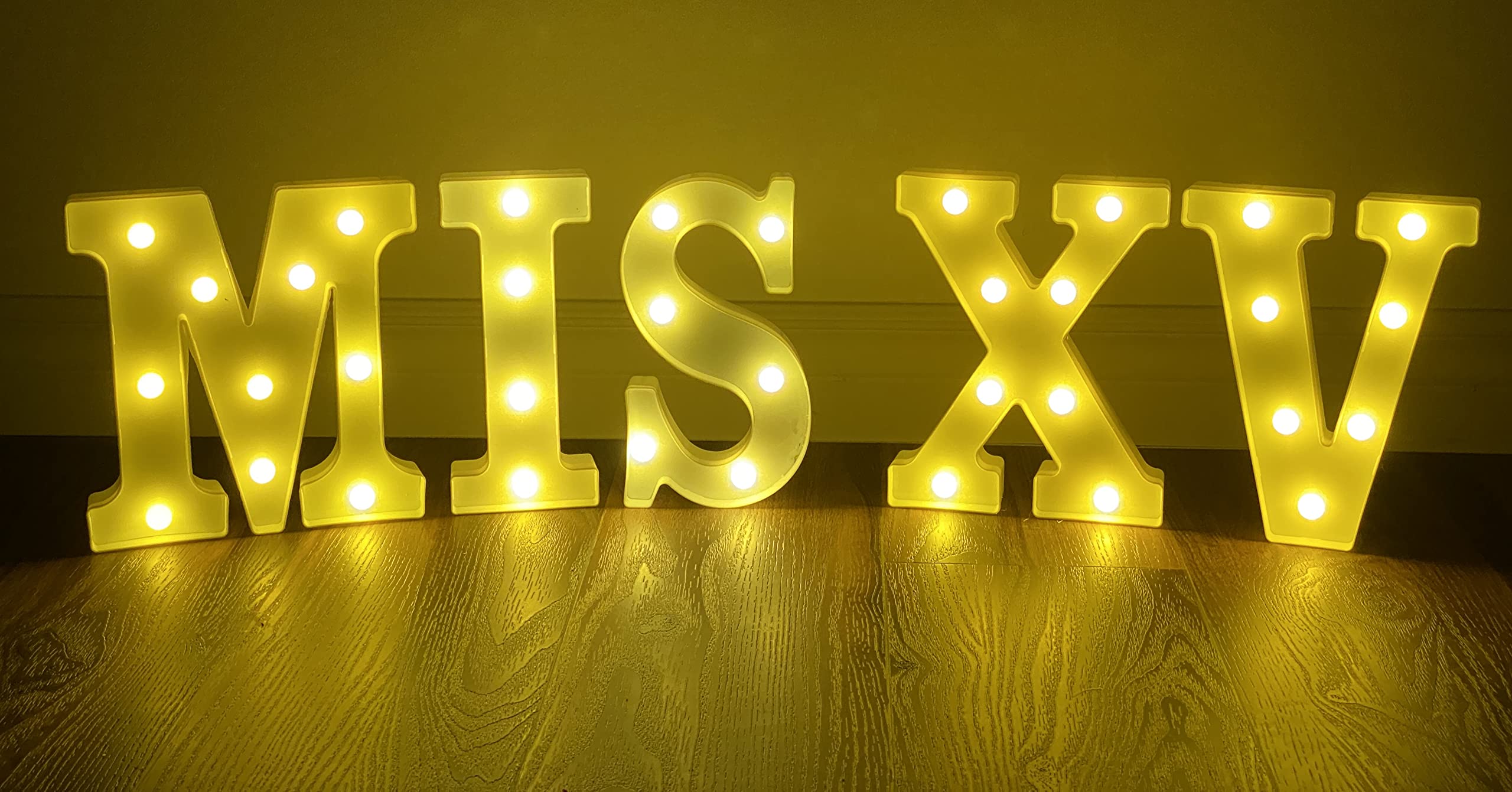 8.5" Tall Mis XV Light Up LED Sign for Quinceanera Party Celebration