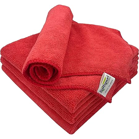 SOFTSPUN Microfiber Cloth - 4 pcs - 40x40 cms - 340 GSM Red - Thick ...
