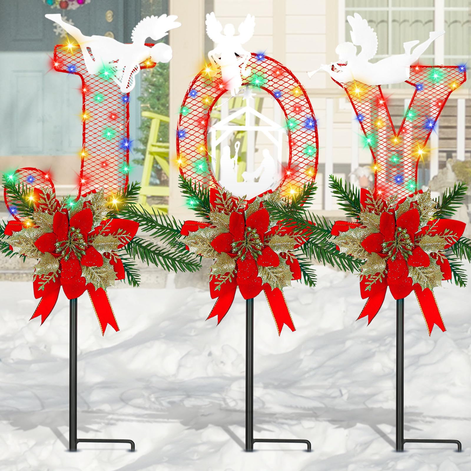 Snapklik.com : Moukeren 3 Pcs 2 Pcs 3.5ft Nativity Scene Outdoor Yard ...