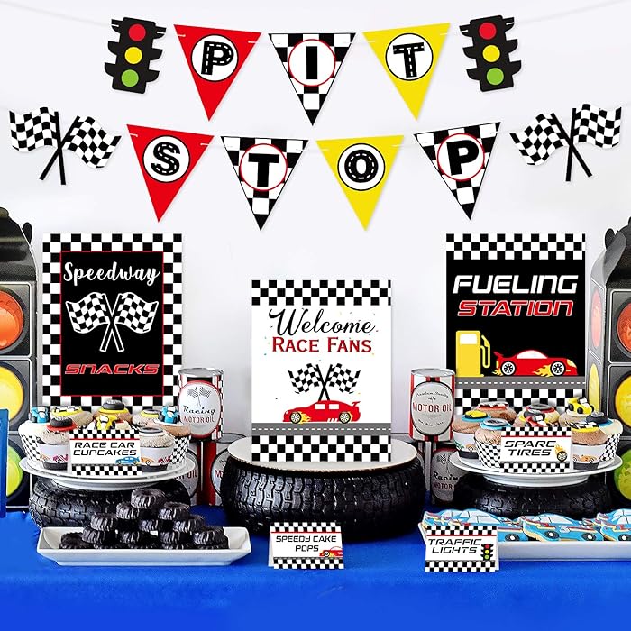 Buy Race Car Bar Decorations Kit Racing Bar Signs Snack Tent Cards Pit ...