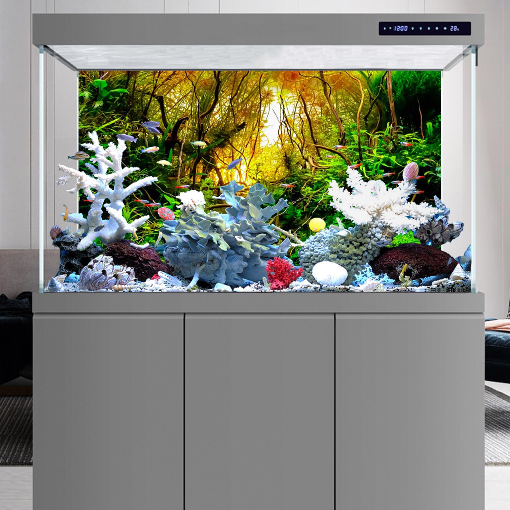 Snapklik.com : Fish Tank Background 24x12 Inch River Bed Waterweeds ...