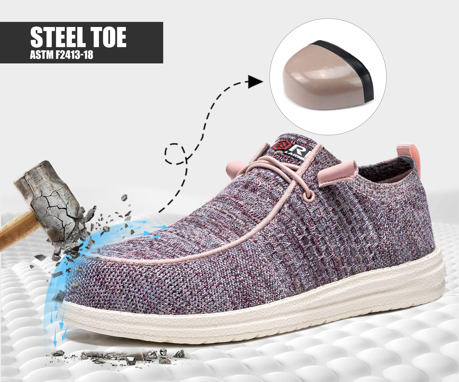 Snapklik.com : LARNMERN Slip On Steel Toe Loafers Women Work Safety ...