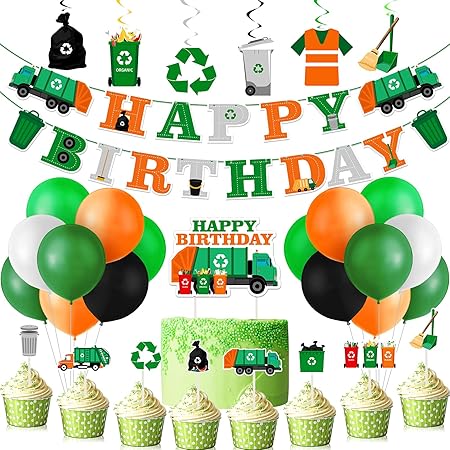 Amazon.com: Garbage Truck Balloon Truck Foil Balloons Green Recycling ...
