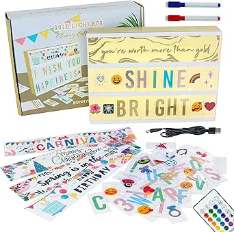 BONNYCO Cinema Light Box A4 Gold 16 Colours with 400 Letters and Emojis ...