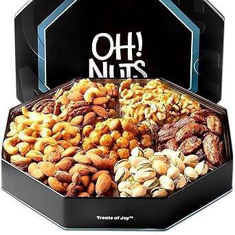 Amazon.com : Oh! Nuts Gift Basket 7 Section Assorted Gift Tin Box ...