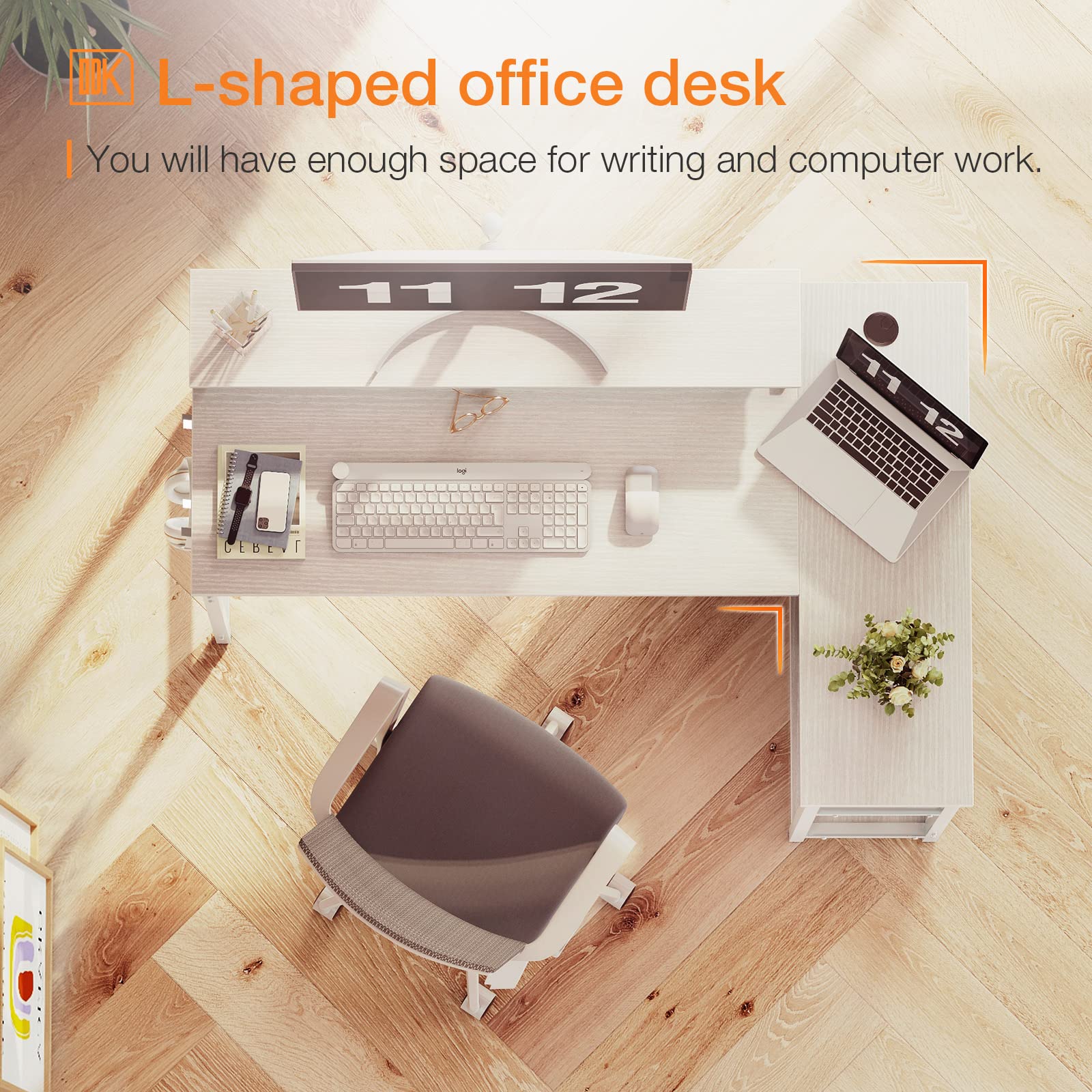 ODK Small L Shaped Desk, 48 inch Corner Desk with Reversible Storage ...