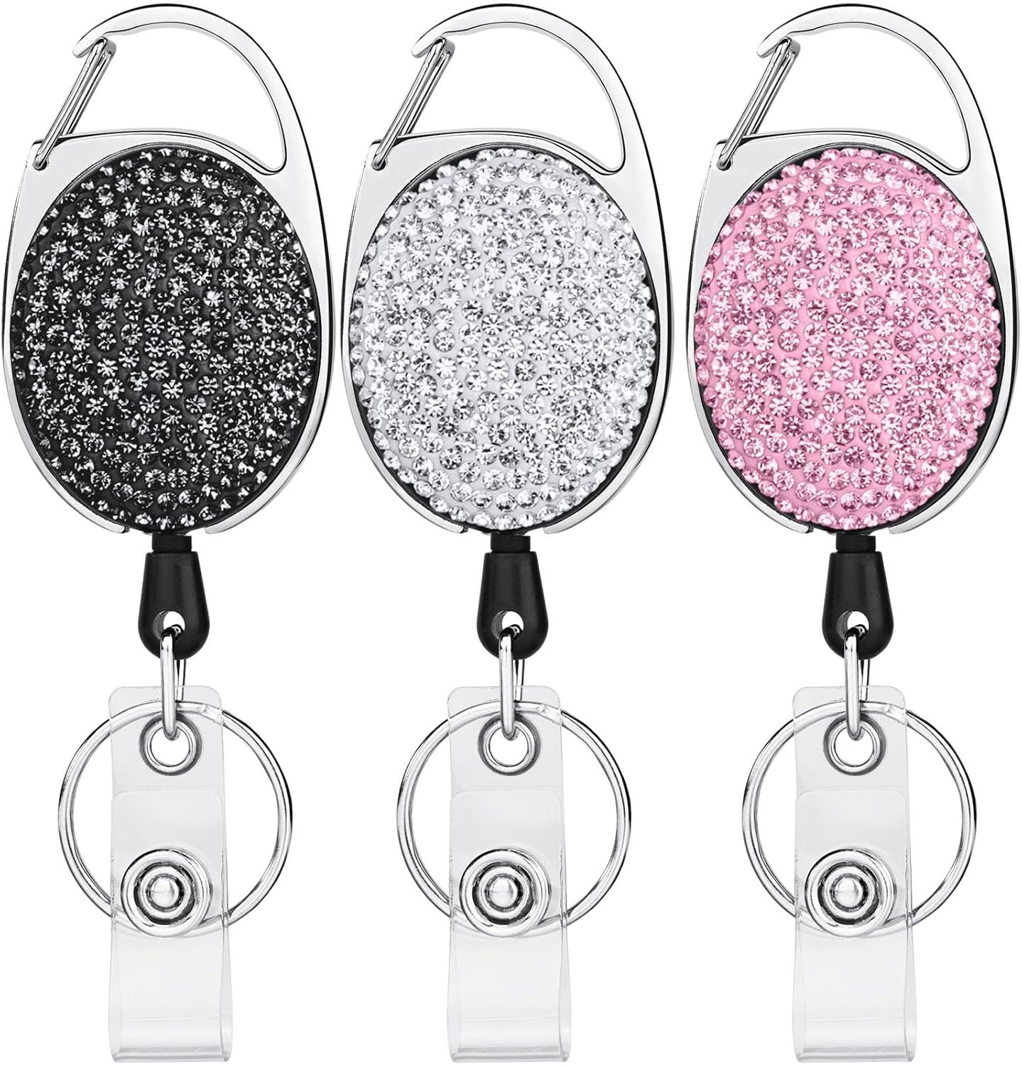 AOMIG 3PCS Retractable Badge Reel Carabiner Badge Holder, Badge Reels ...