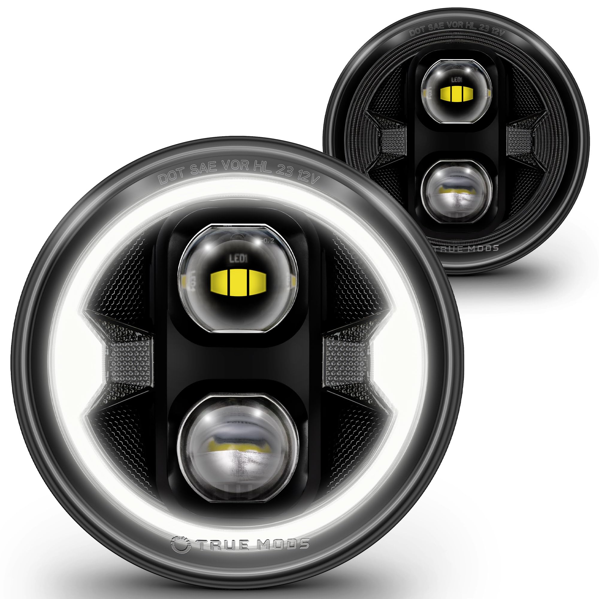 Amazon.com: TRUE MODS 7 Inch Round LED Headlight Black H6024 2d1 High ...