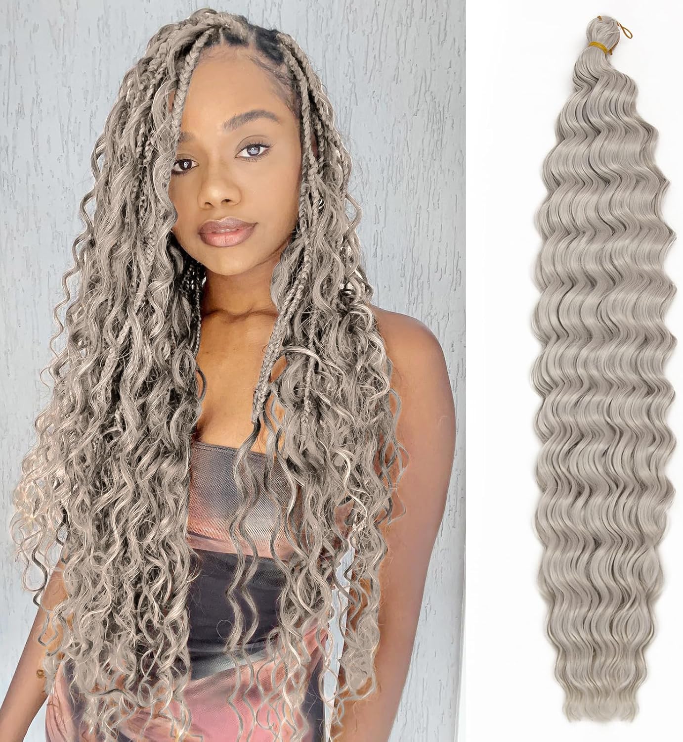 Curly Braiding Hair Ocean Wave Crochet Hair 22Inch Deep Curly Crochet ...