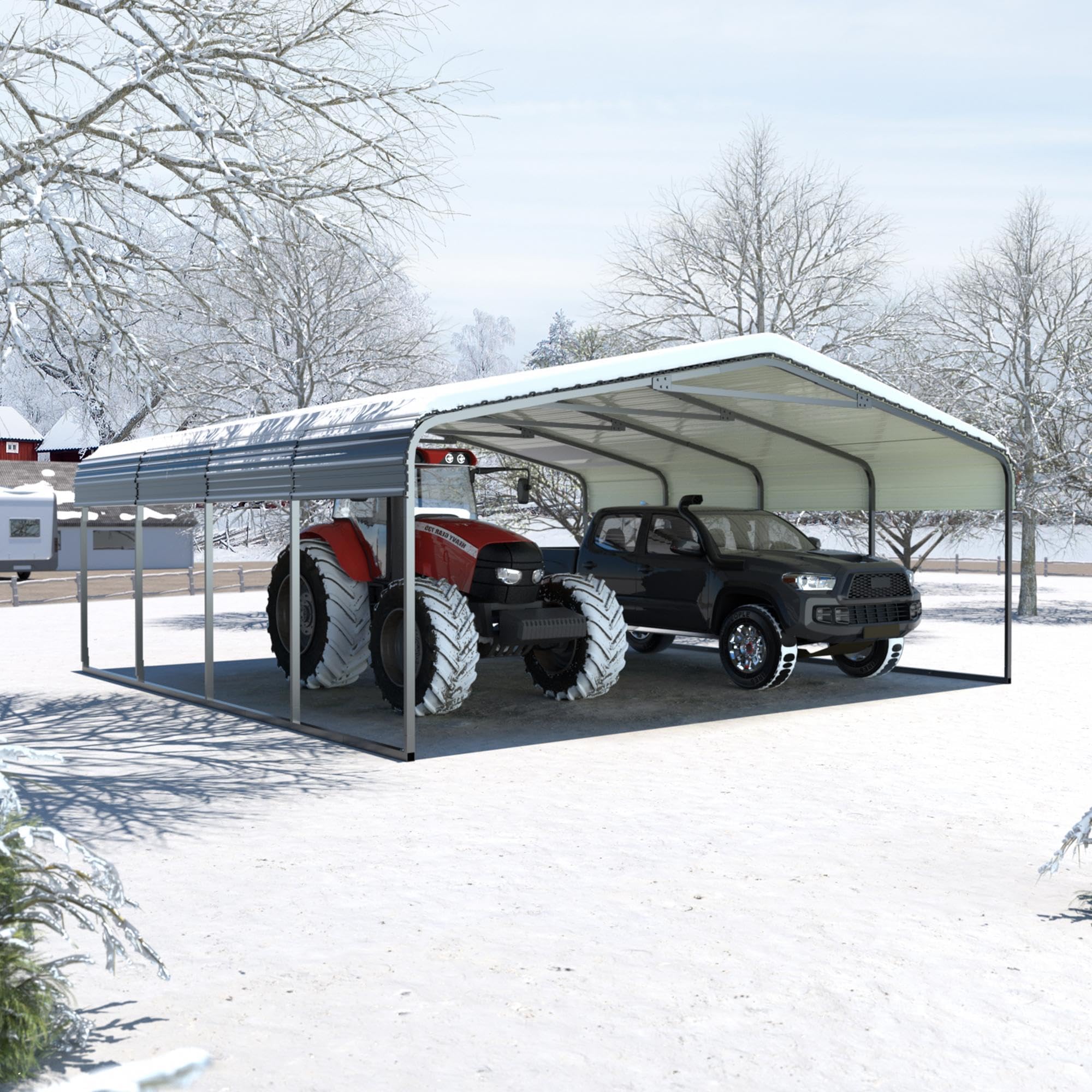 Amazon.com: PHI VILLA 12 x 20 ft Heavy Duty Carport with Galvanized ...