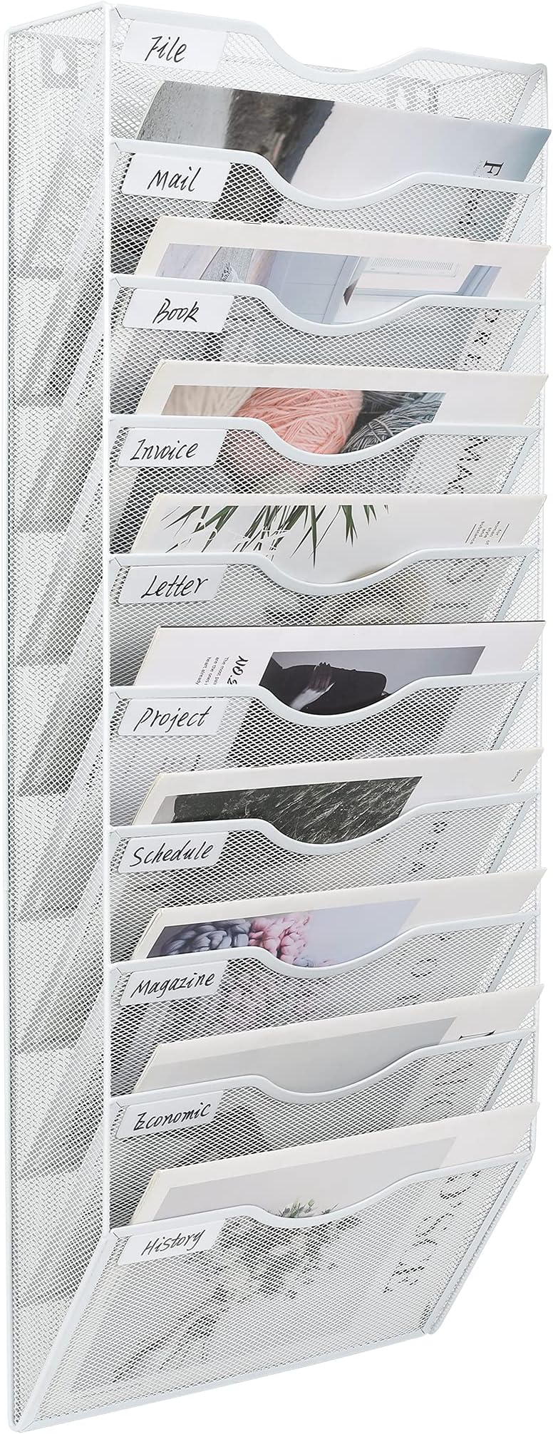 EasyPAG 10 Tier A4 Mesh in Tray Wall Pocket File Holder Mail Organiser ...