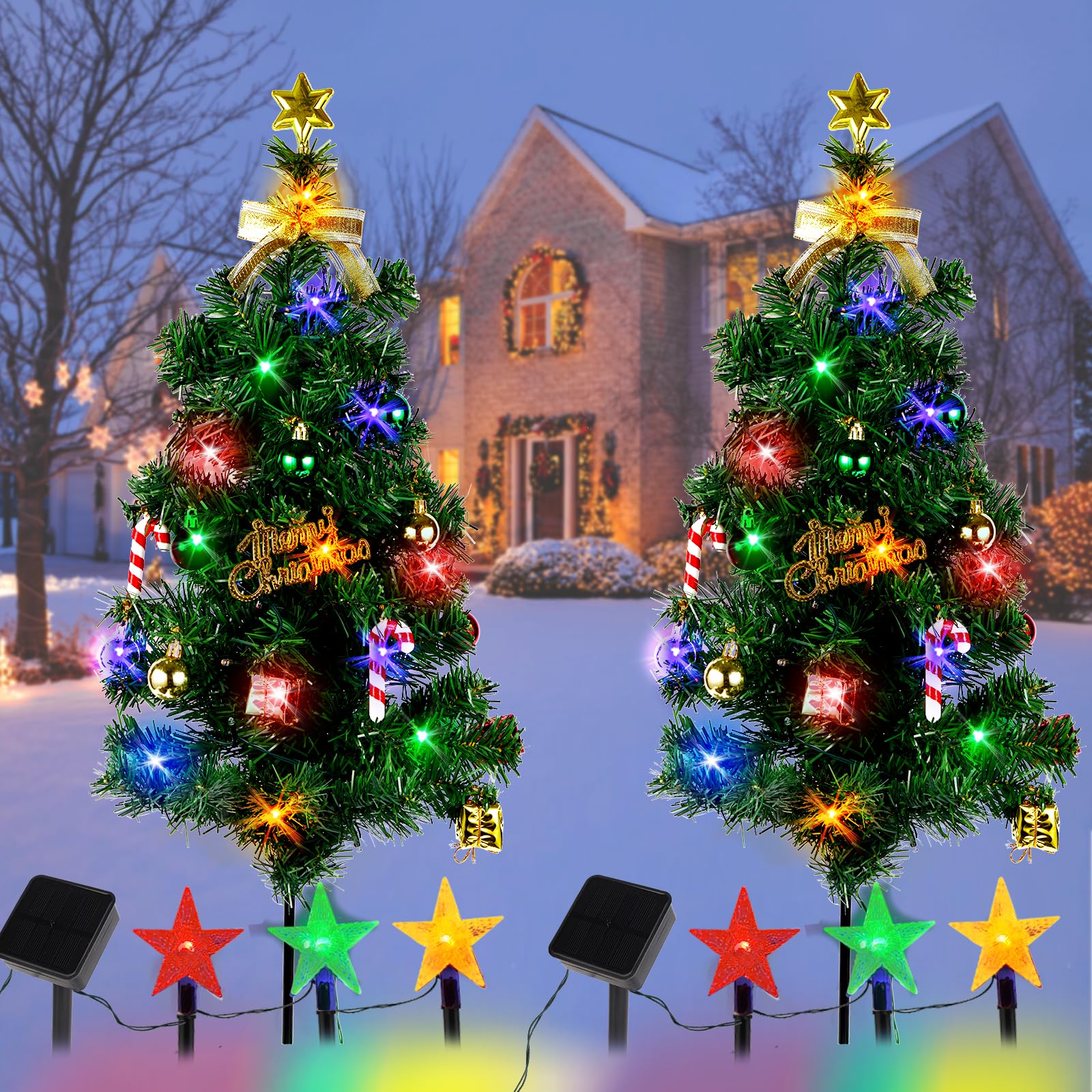 Amazon.com: BEIDOULU Solar Christmas Tree Light Outdoor Decoration ...