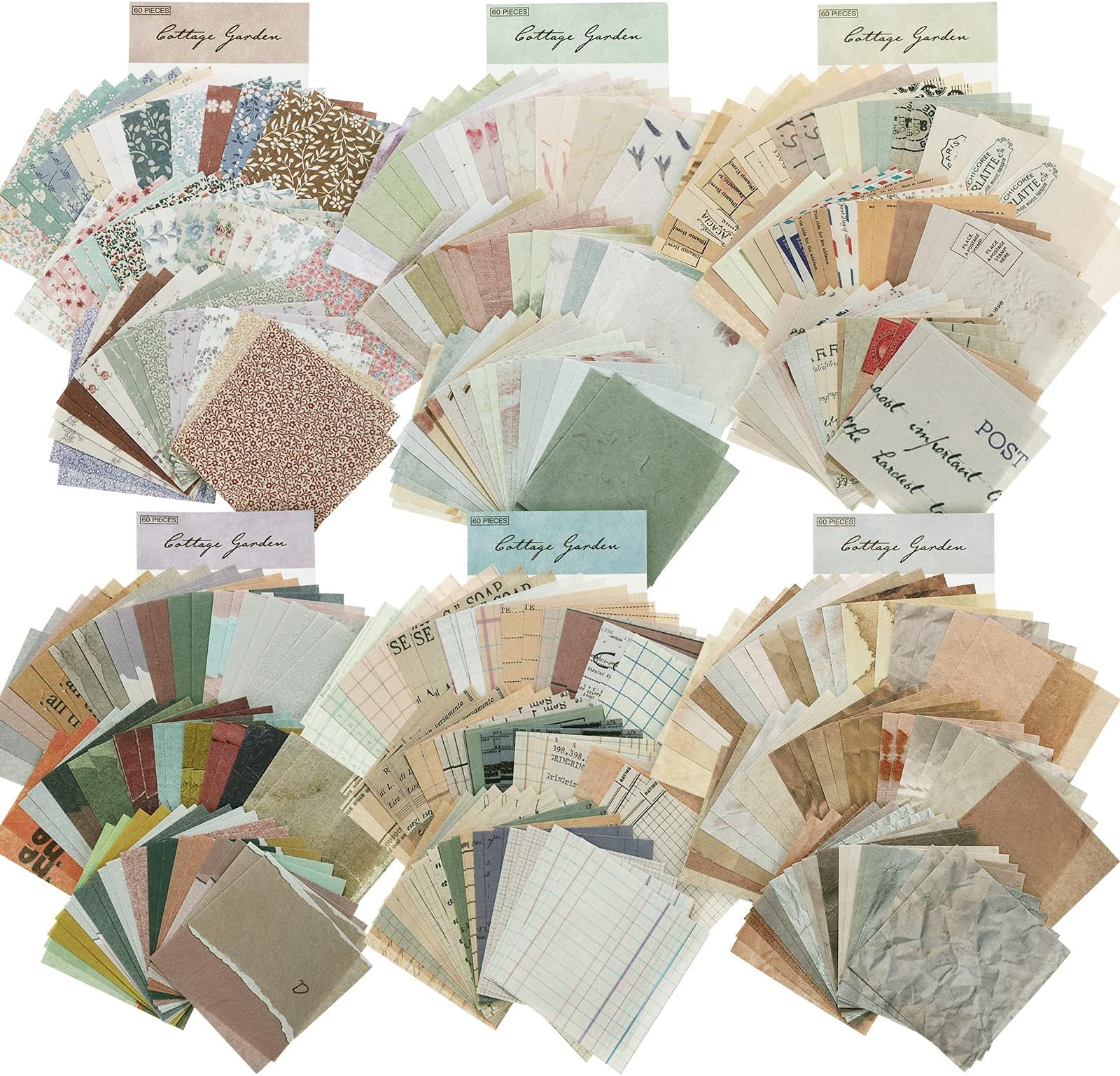 Amazon.com: 360 Sheets Vintage Scrapbook Paper Supplies DIY Journaling ...