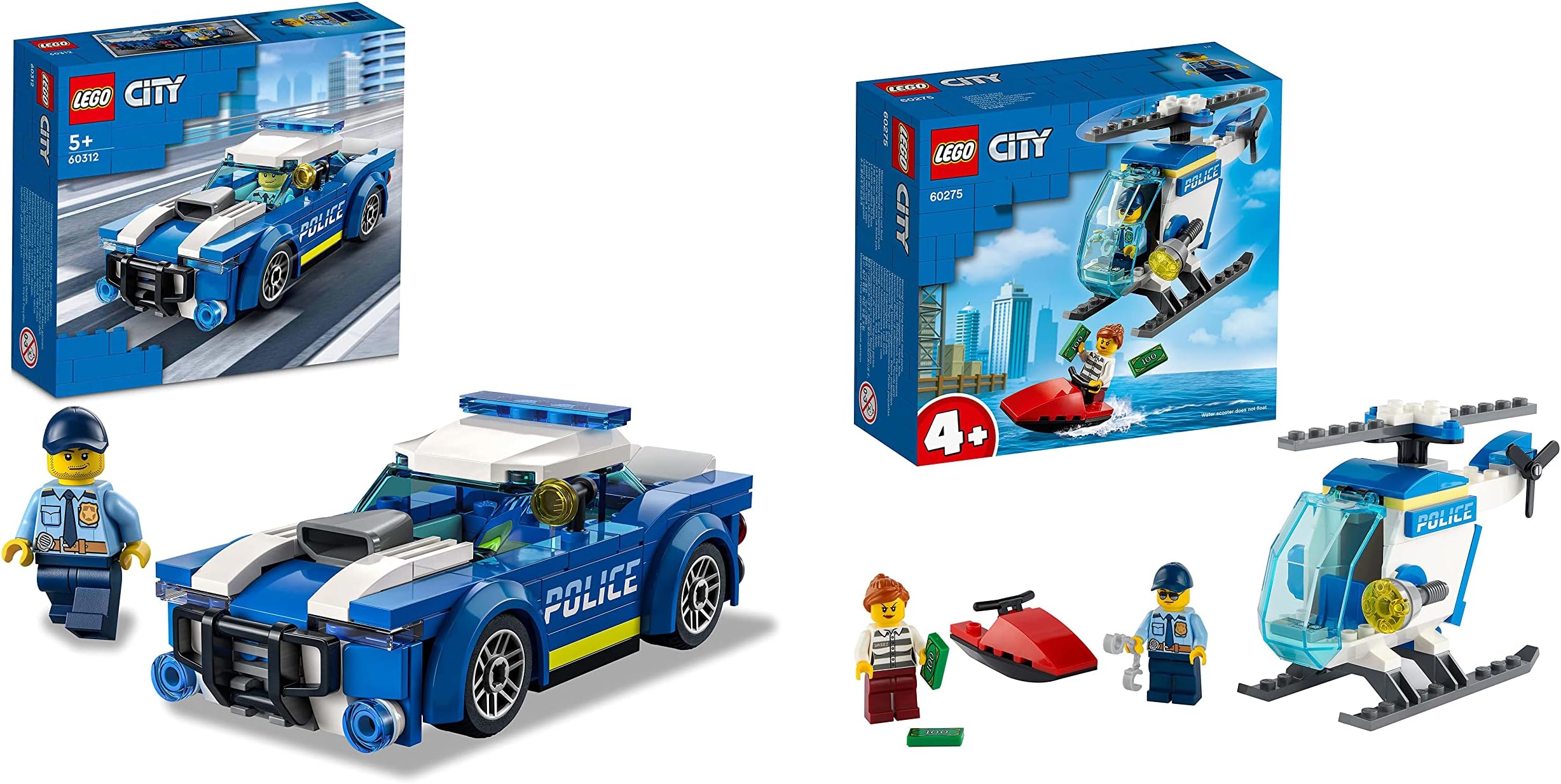 LEGO City Police Car 60312 Building Kit+60275 City Police Helicopter ...