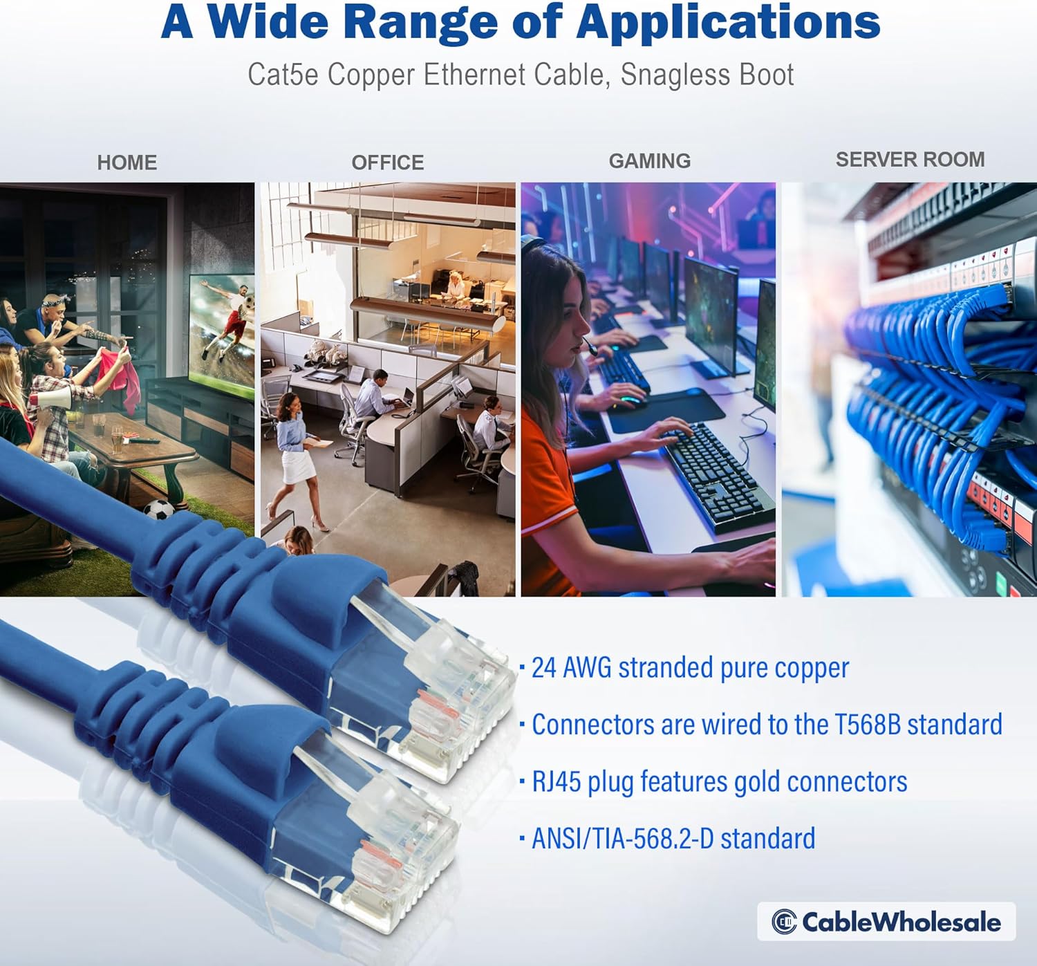 CableWholesale Cable Ethernet Cat5e Riser (CMR) a granel de 1000 pies ...