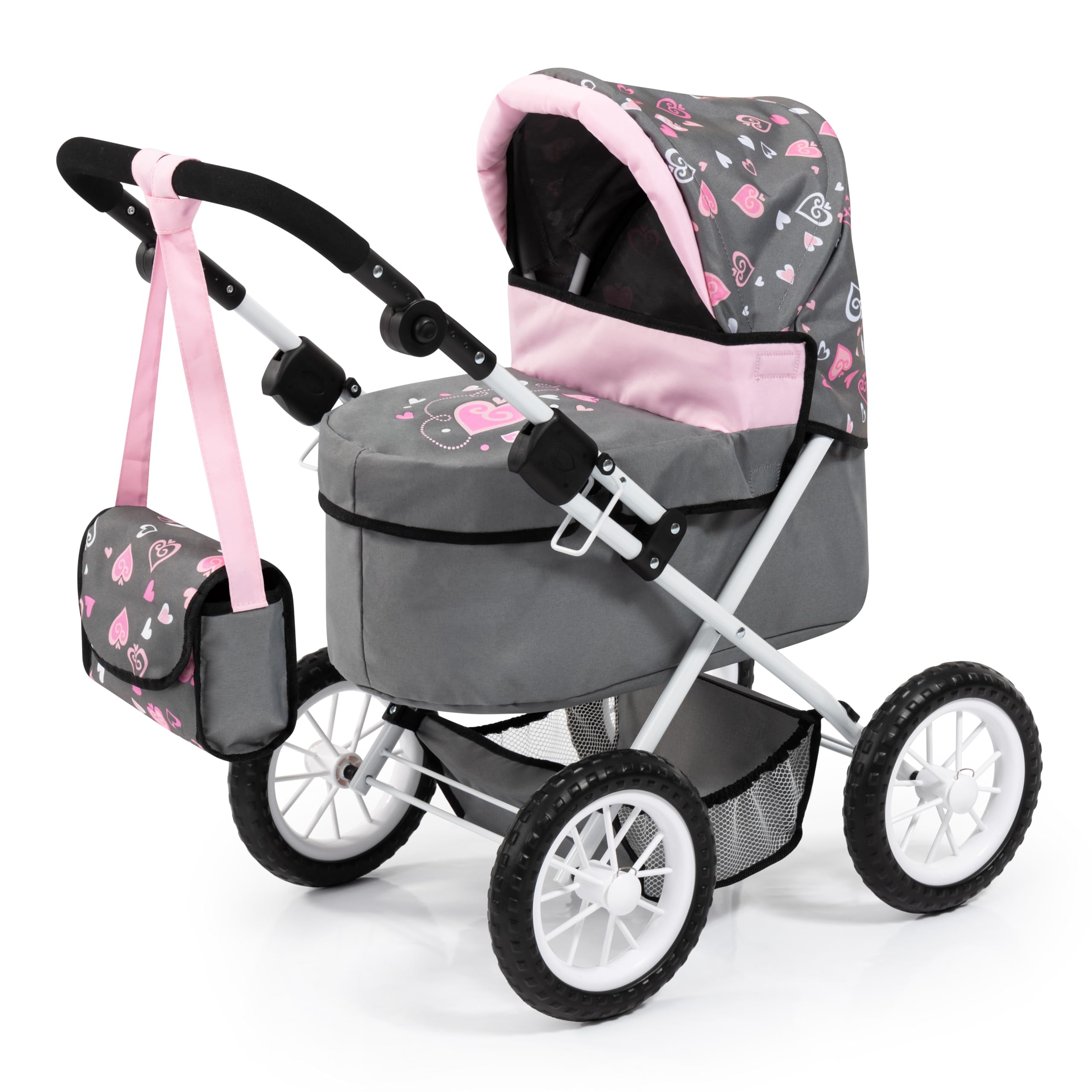 Amazon.com: Bayer Design Dolls: Trendy Pram - Gray, Pink, Hearts ...