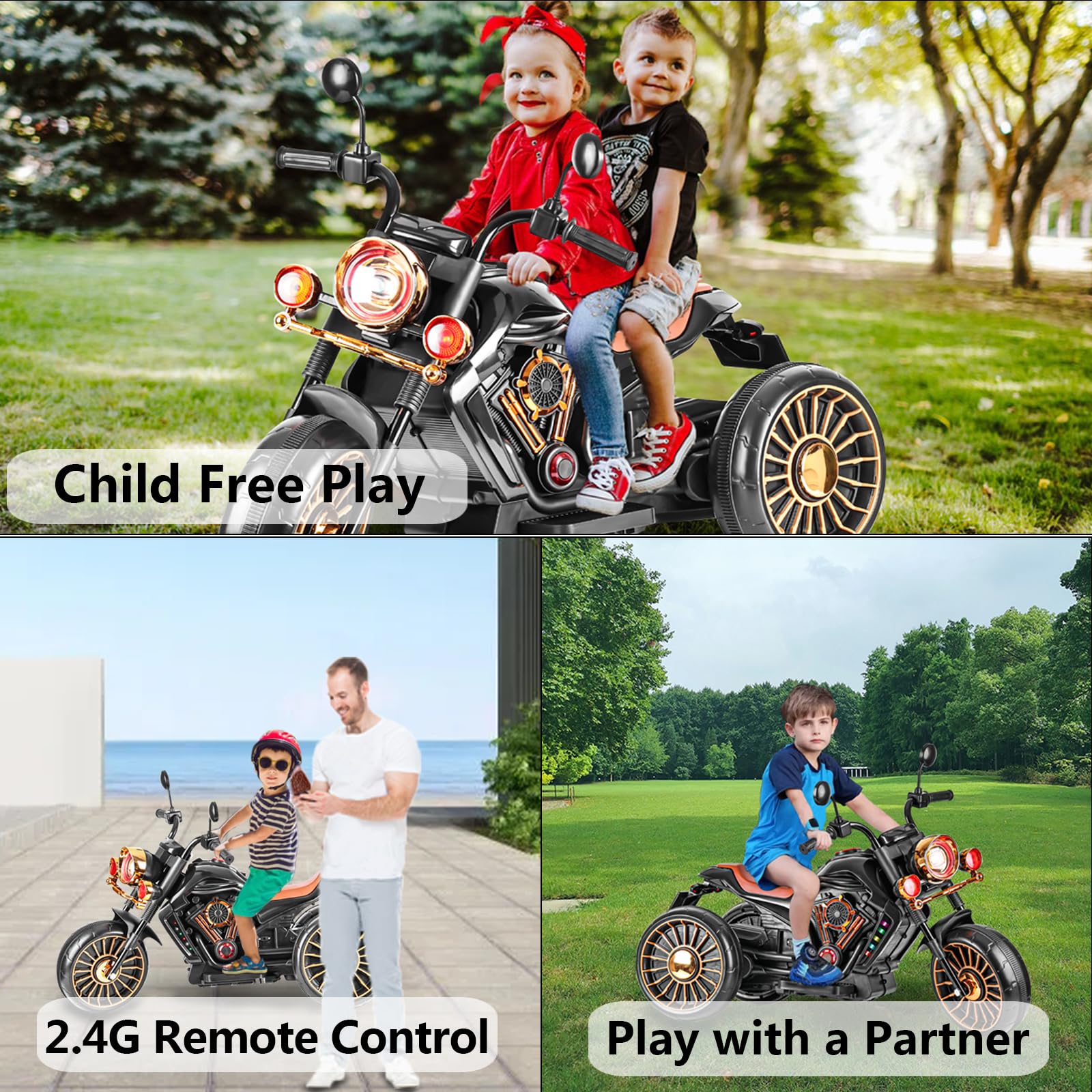 Kids Motorcycle, 6V10 Battery Electric Motorcycle with Smart Remote ...