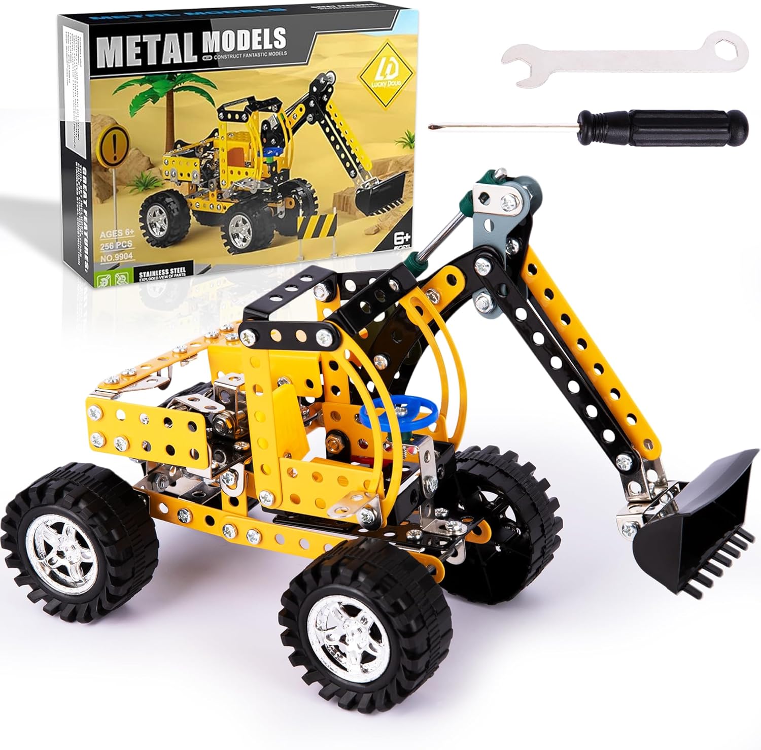 Amazon.com: ArtCreativity Metal Excavator Toy Building Kit - 256 PCS ...
