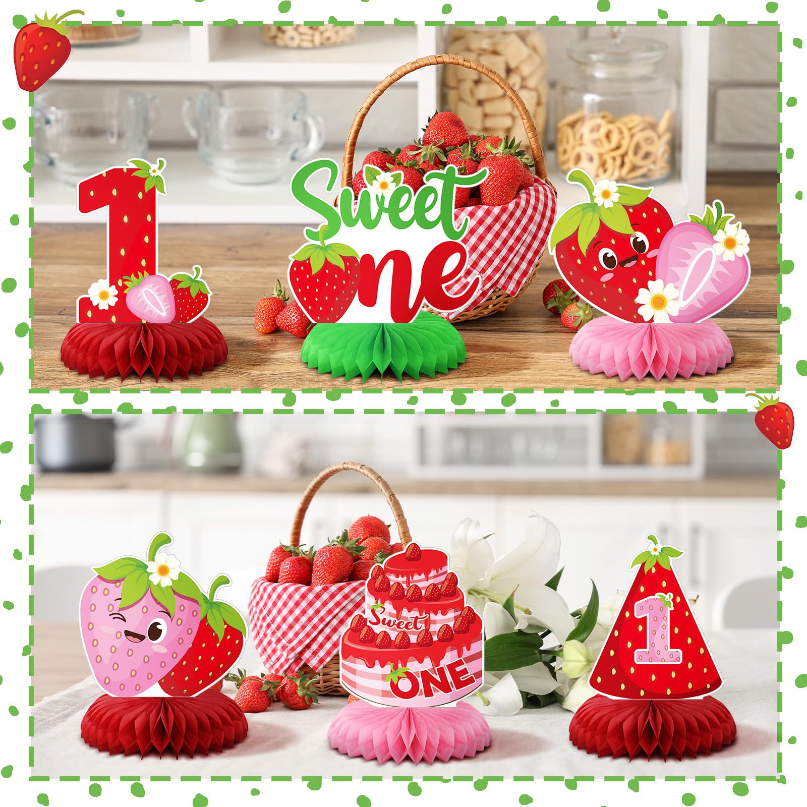 Snapklik.com : 12 Pcs Berry 1st Birthday Decoration Strawberry ...