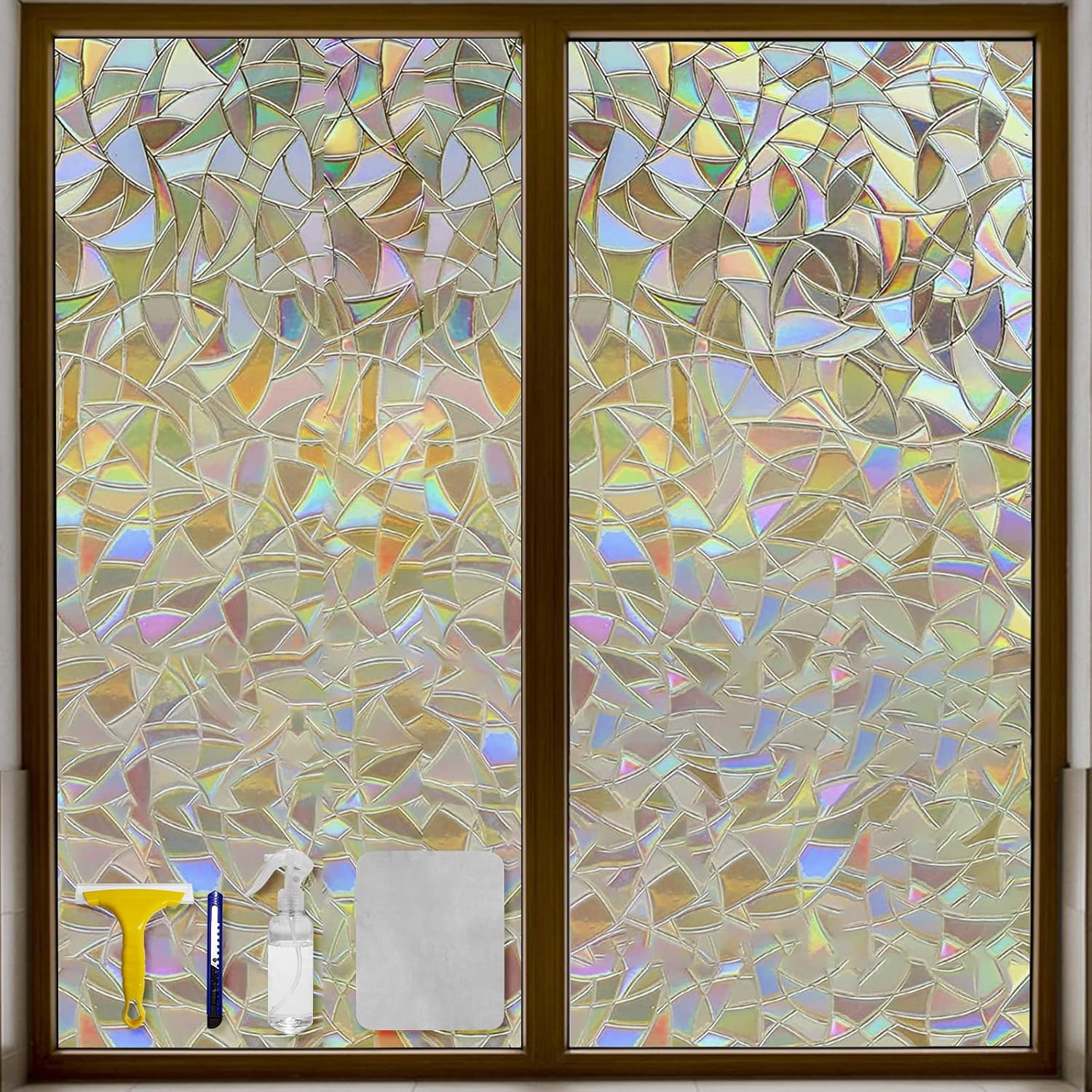 Amazon.com: Window Privacy Film, GLANZEN Rainbow Stained Glass Window ...