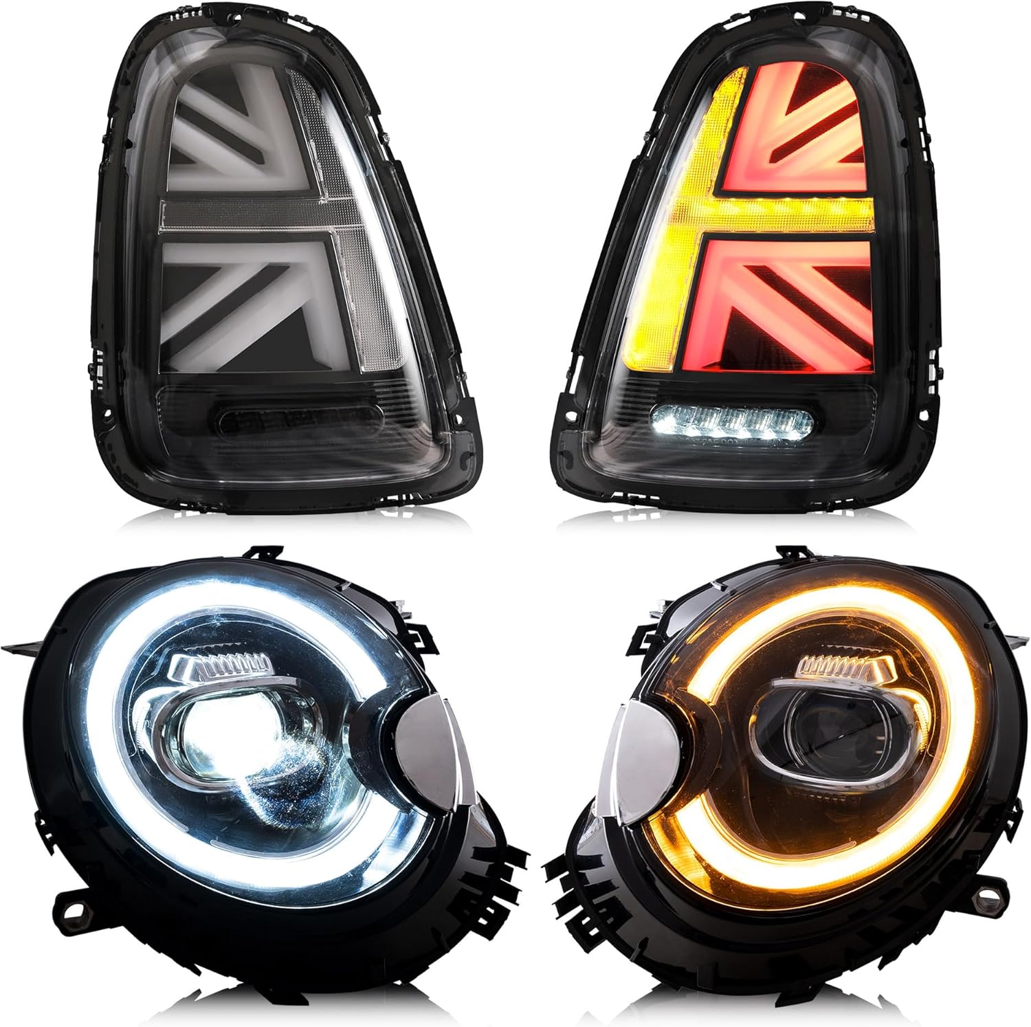Amazon.com: VLAND LED Projector Headlights & Clear Tail Lights ...