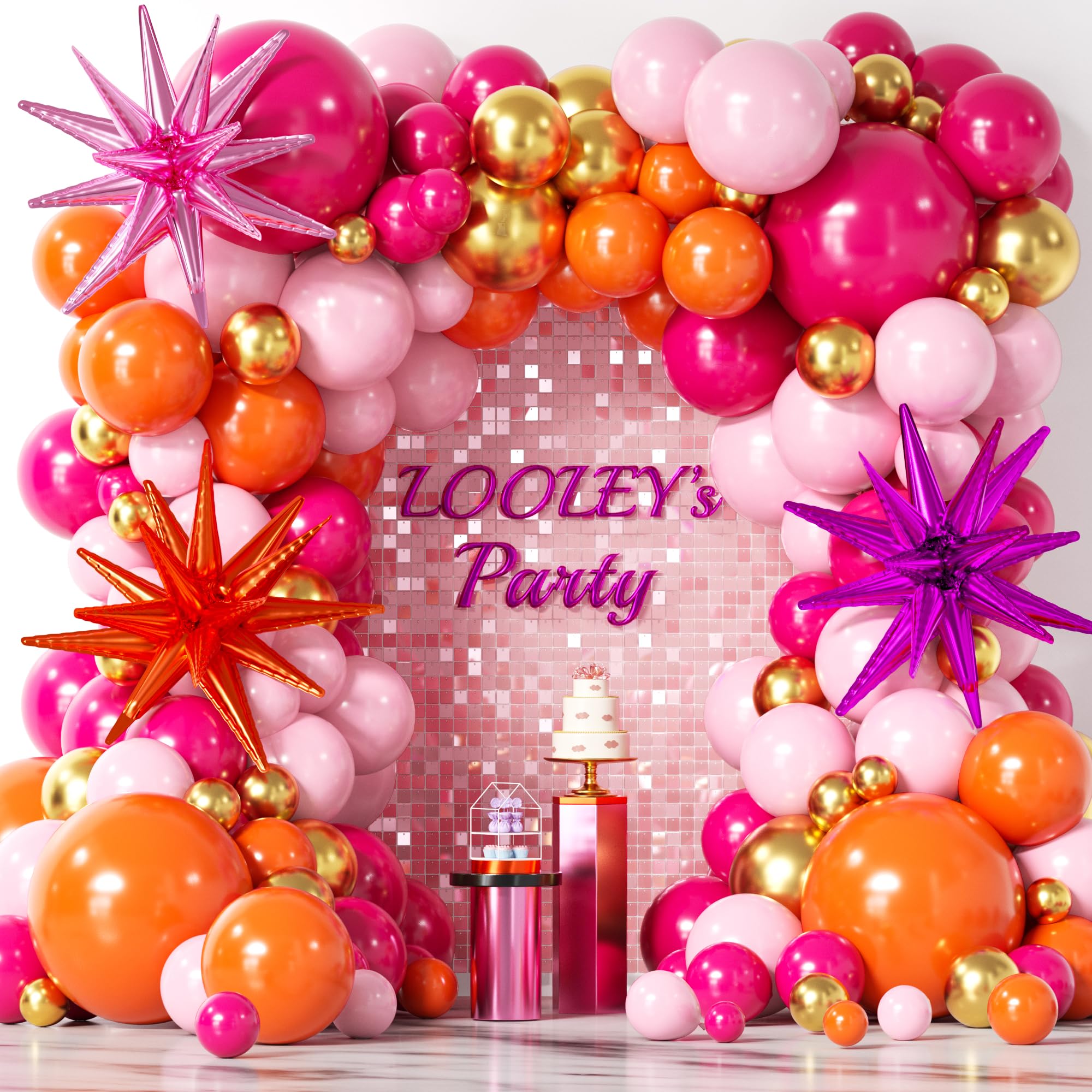 Amazon.com: 137Pcs Pink and Orange Balloons Garland Arch Kit with Stars ...