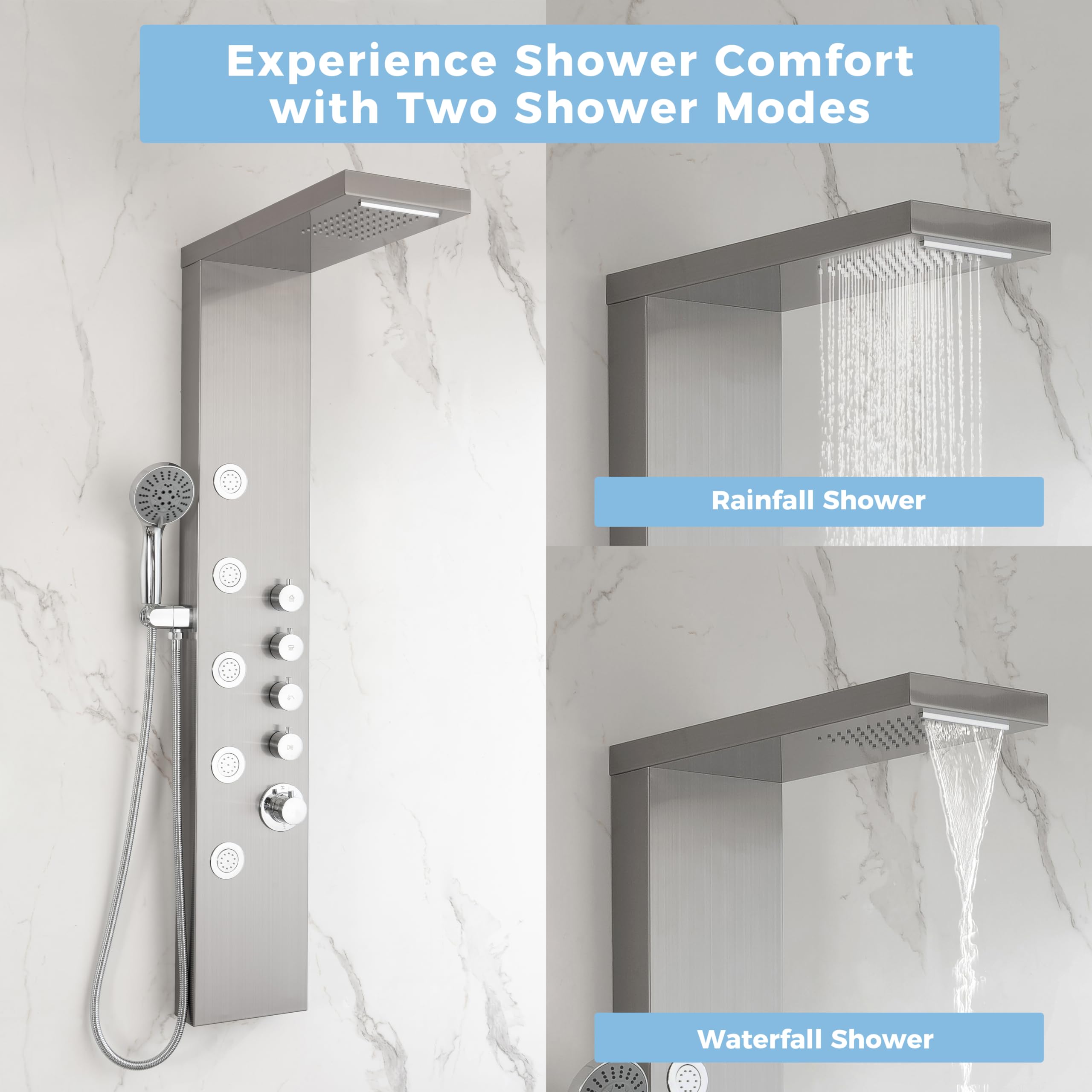 Snapklik.com : DELAVIN Shower Panel Stainless Steel Shower Tower Panel ...