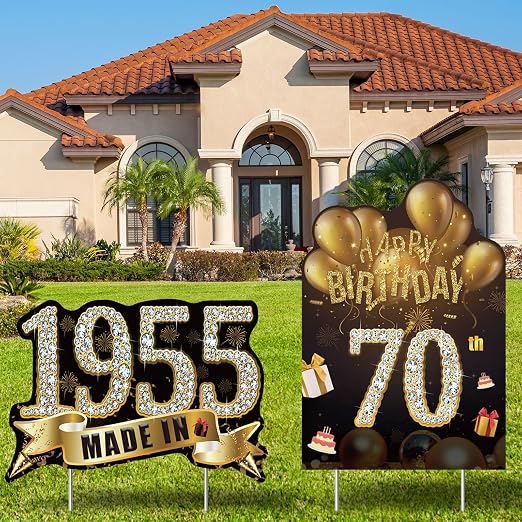 Amazon.com : 2pcs Birthday Yard Signs,70th Birthday Decorations for Men ...
