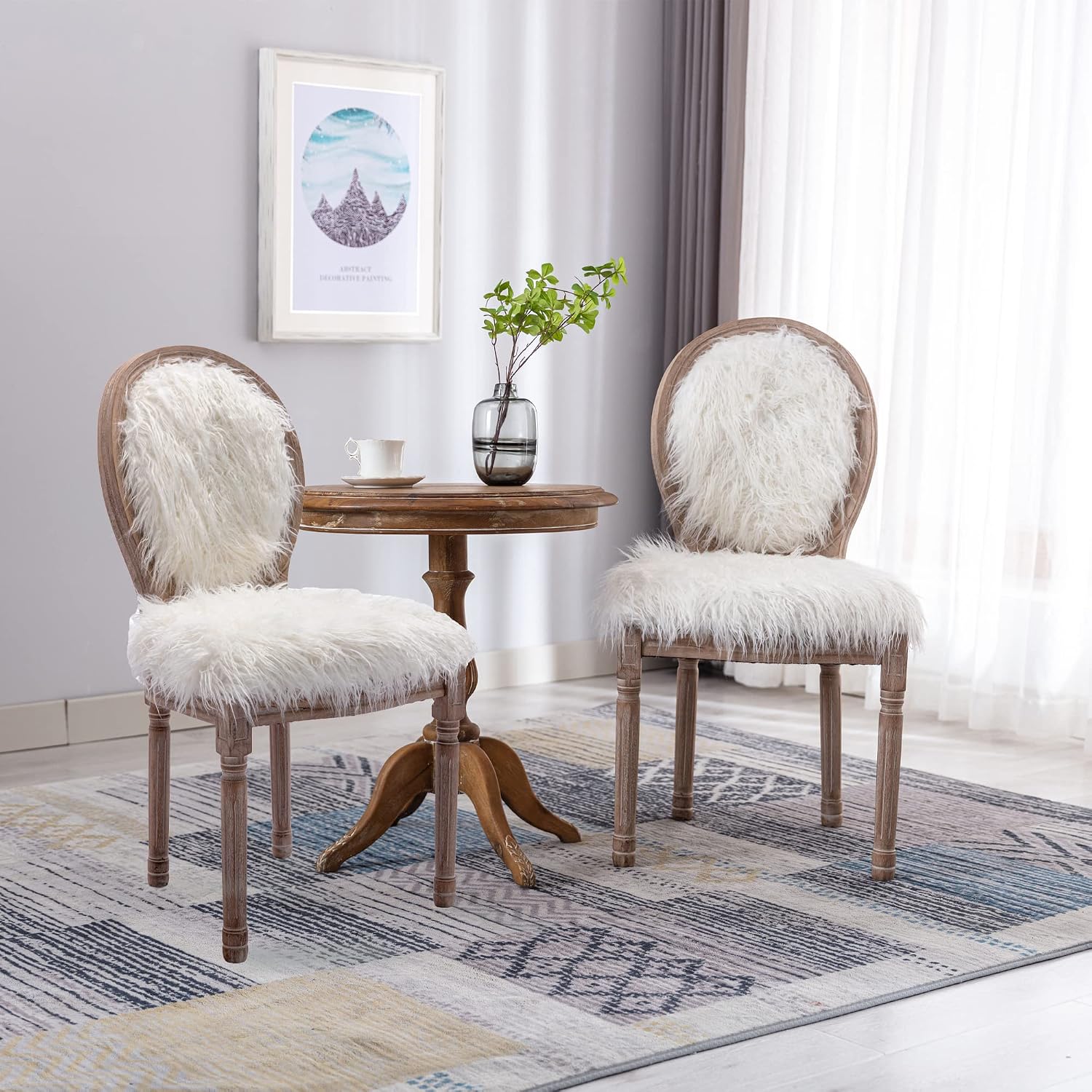 Amazon.com - ODC Faux Fur Accent Dining Chairs Set of 2, Upholstered ...