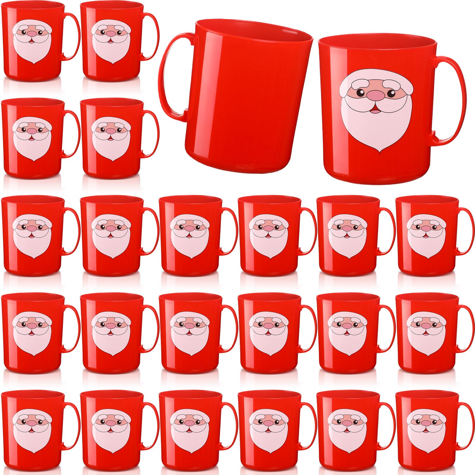 Amazon.com: Sliner 24 Pcs Santa Face Mugs for Kids Bulk 12 oz Plastic ...