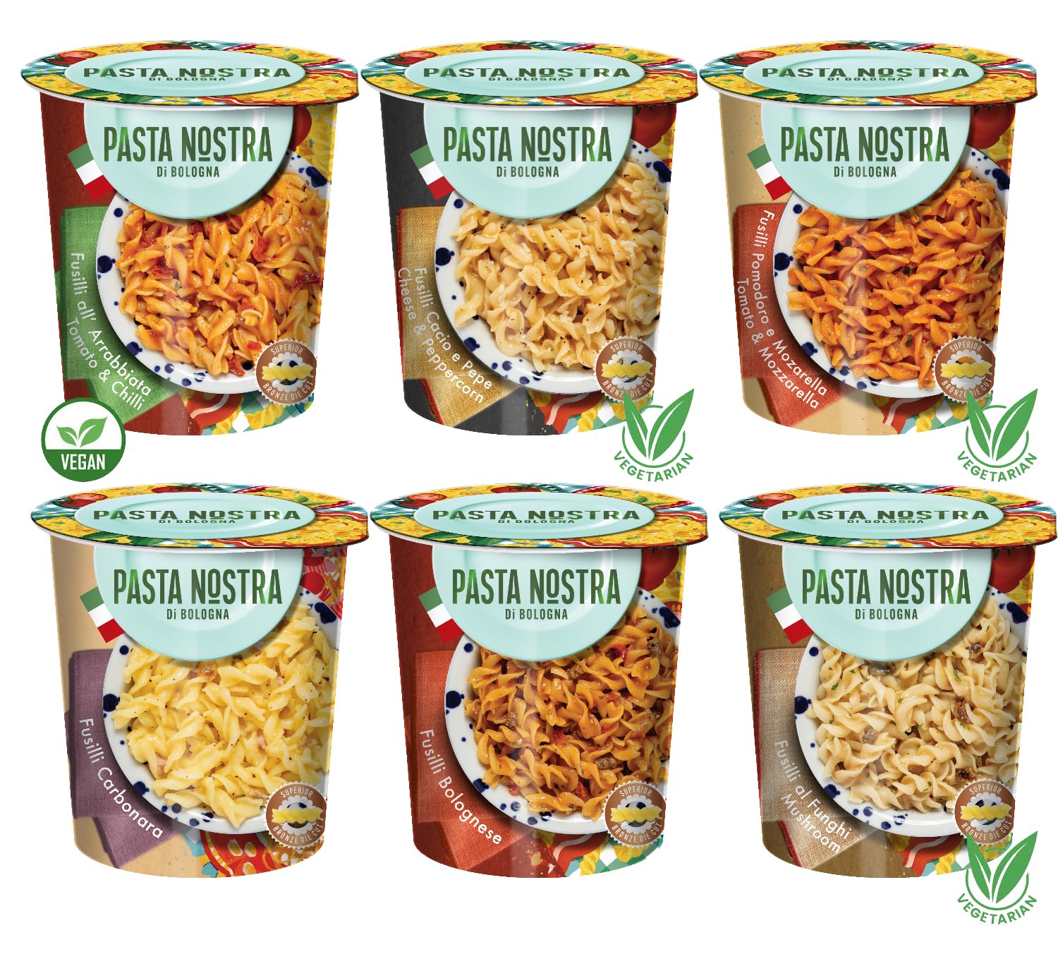 Pasta Nostra | Pack of 6 x 70g | Instant Pasta Pots, Fusilli Pasta ...