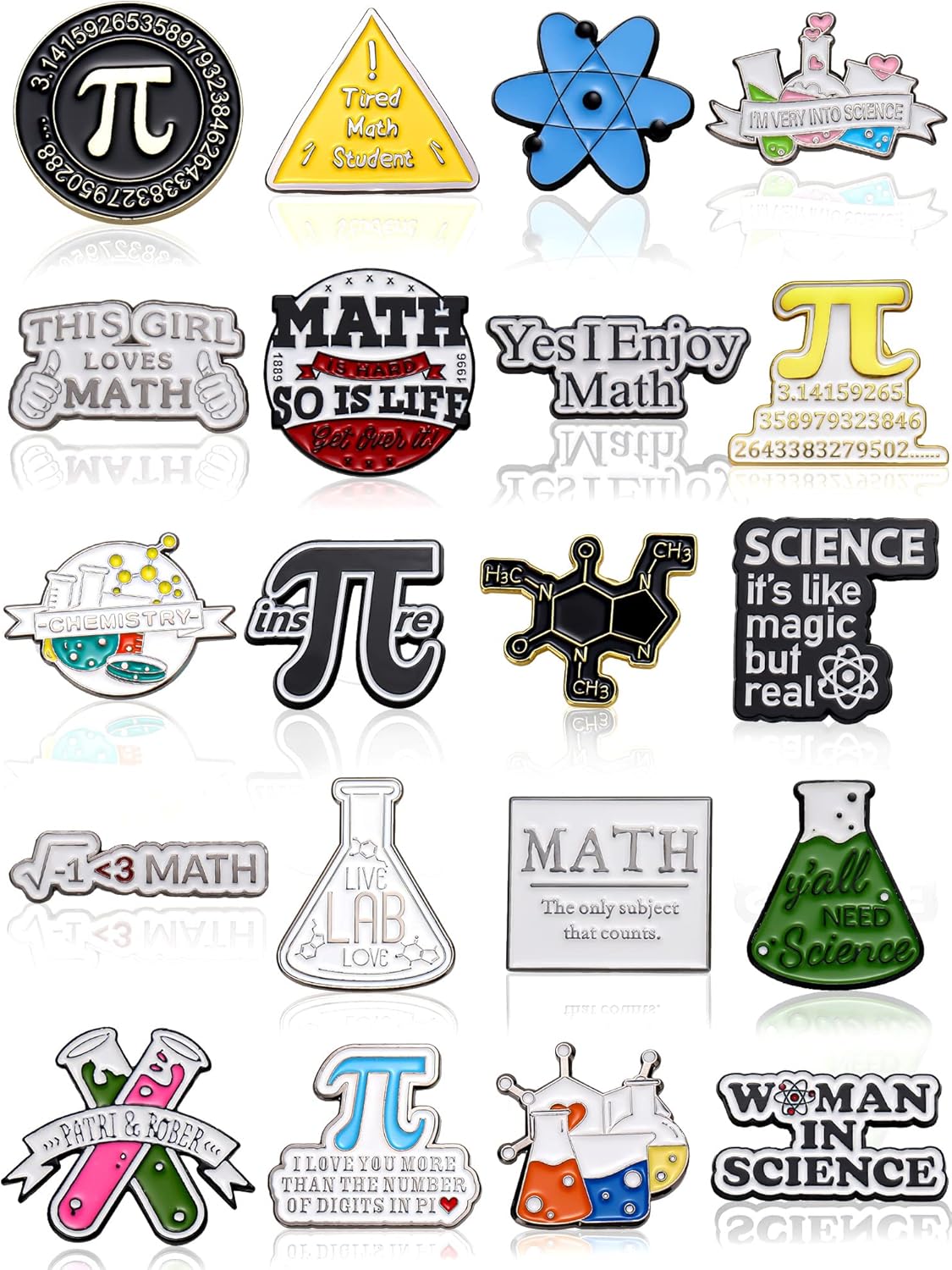 Amazon.com: Kigeli 20 Pcs Science Pin Math Brooches Sign Badge Pin Cute ...