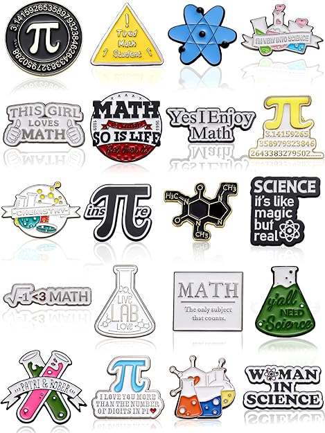 Amazon.com: Kigeli 20 Pcs Science Pin Math Brooches Sign Badge Pin Cute ...