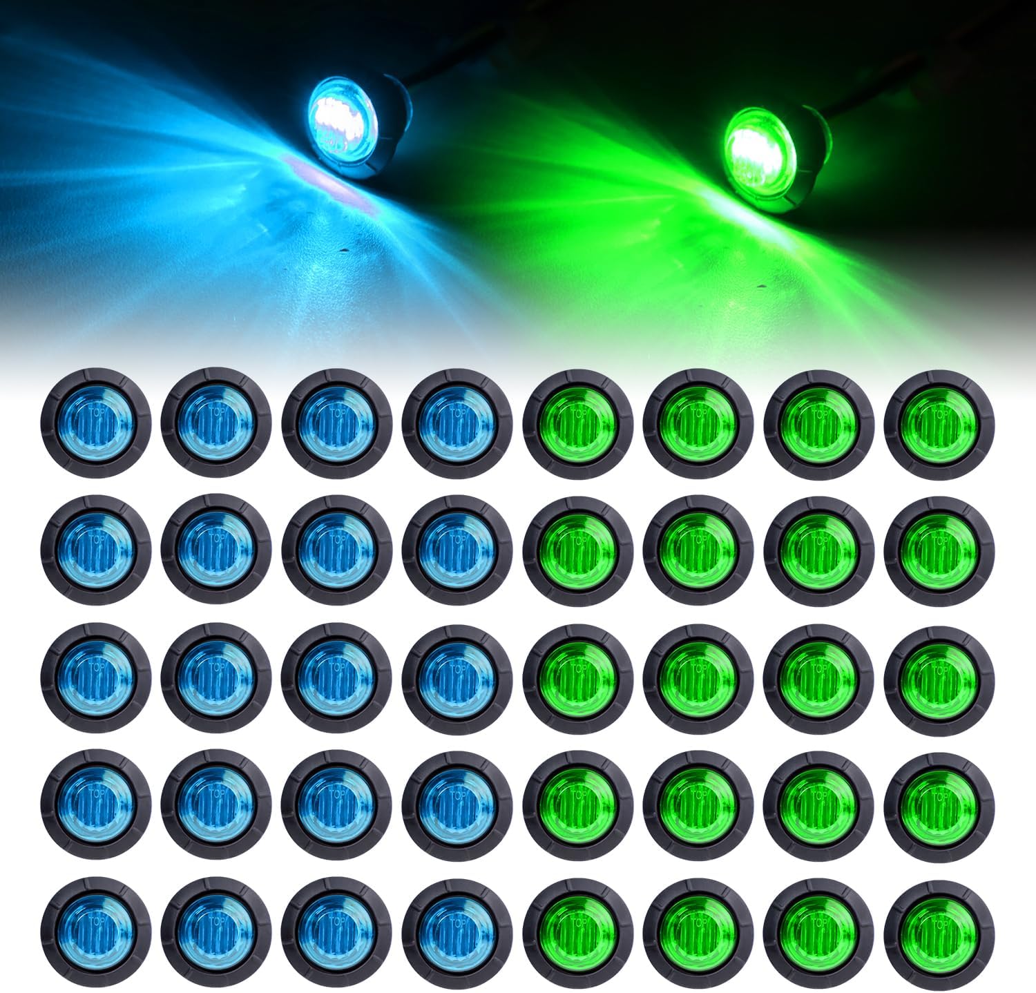 Amazon.com: LEDVILLAGE 40 Pcs 3/4 Inch Mini Round 20 Green + 20 Blue ...
