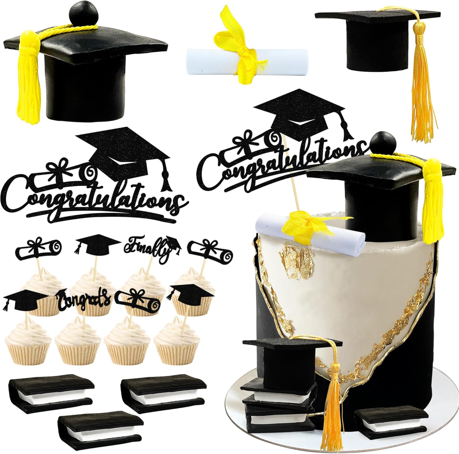 Amazon.com: 15 PCS Graduation Cake Topper Decorations for ...