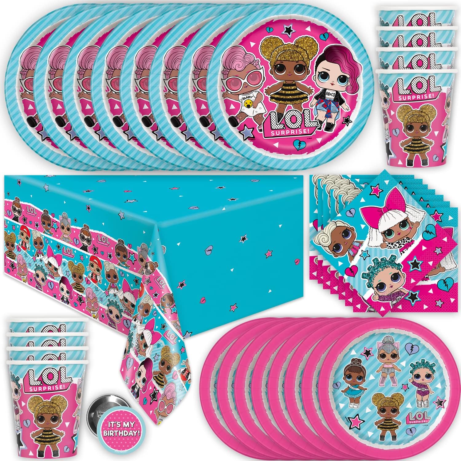 Amazon.com: LOL Party Supplies Birthday Decorations | Serves 8 Guests ...