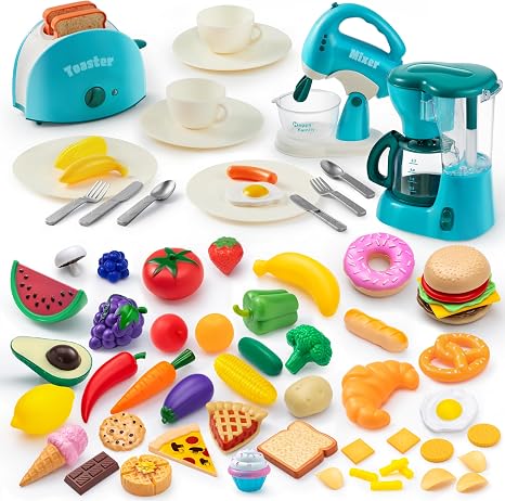 Amazon.com: JOYIN 50 Pieces Kids Plastic Play Food Toys, Pretend ...