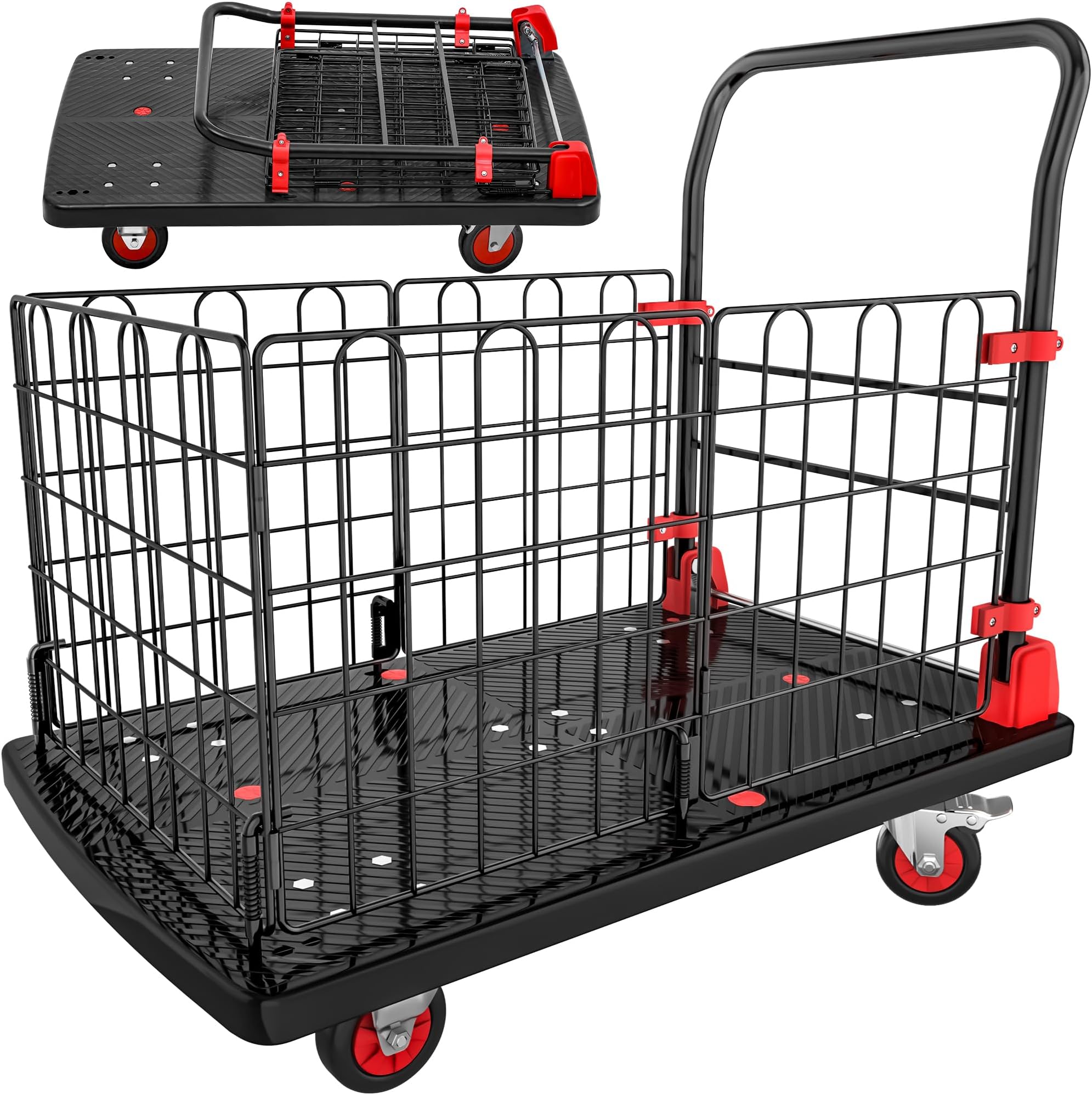 Amazon.com: Platform Truck Cart with Cage,5-in-1 Foldable Platform ...