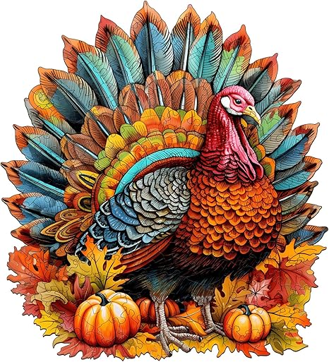Amazon.com: WOODBESTS Wooden Puzzle for Adults, Colorful Turkey Puzzle ...