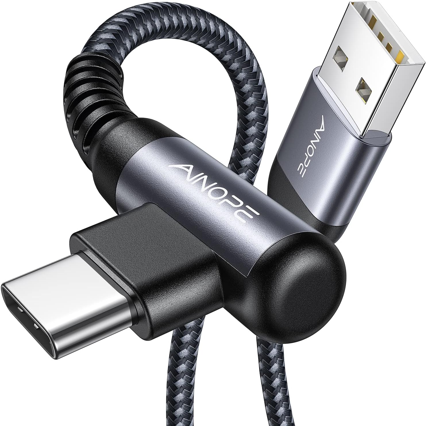 USB C Kabel 90 Grad Winkel Schnellladung, Ladekabel USB C Nylon Type C ...