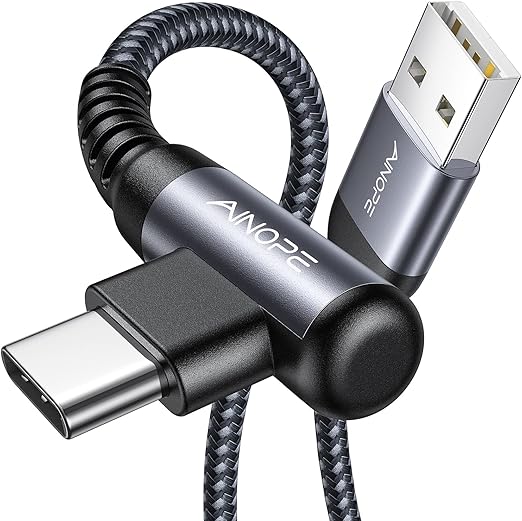 USB C Kabel 90 Grad Winkel Schnellladung, Ladekabel USB C Nylon Type C ...