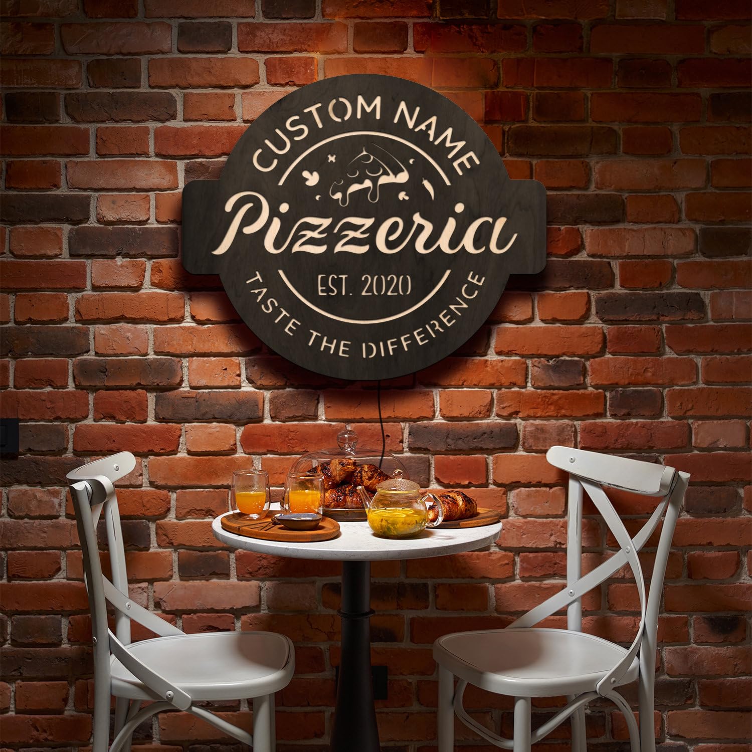 Lighted Wall Art Restaurant Zelfklevende Poster Night View Of Famous