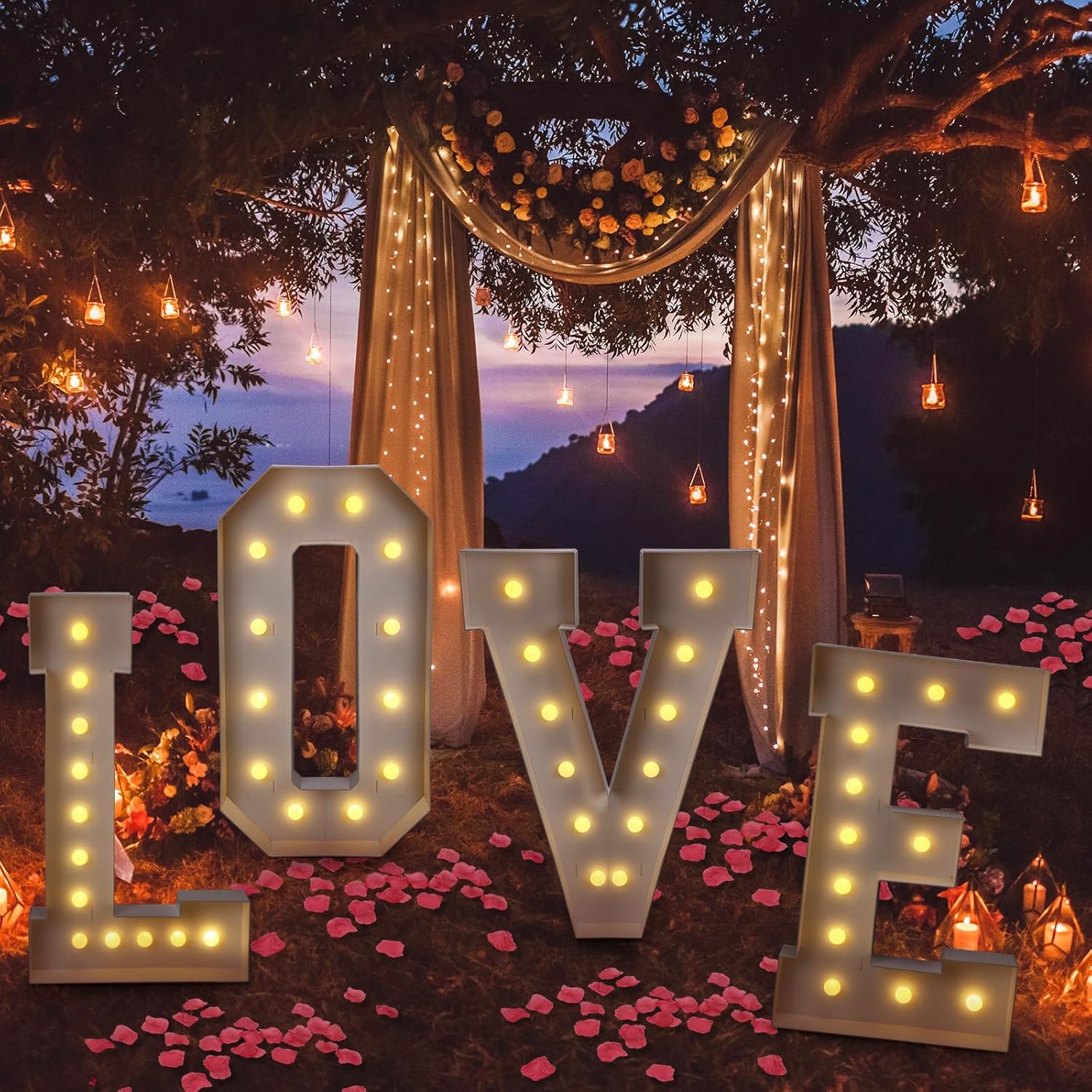 Amazon.com: 4 Pcs 4 ft Tall LOVE Marquee Light Letter Sign with 2000 ...