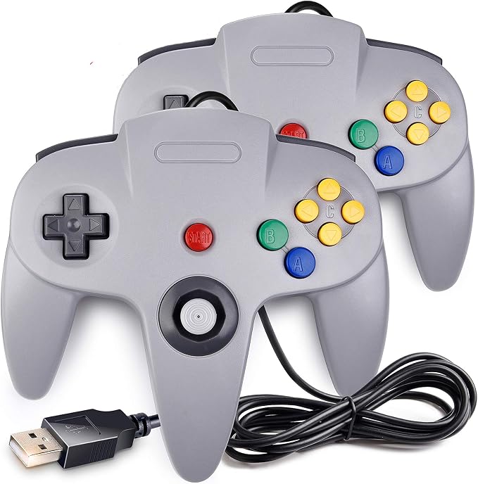 Amazon.com: SAFFUN 2 Pack Classic N64 Controller, N64 Wired USB PC Game ...
