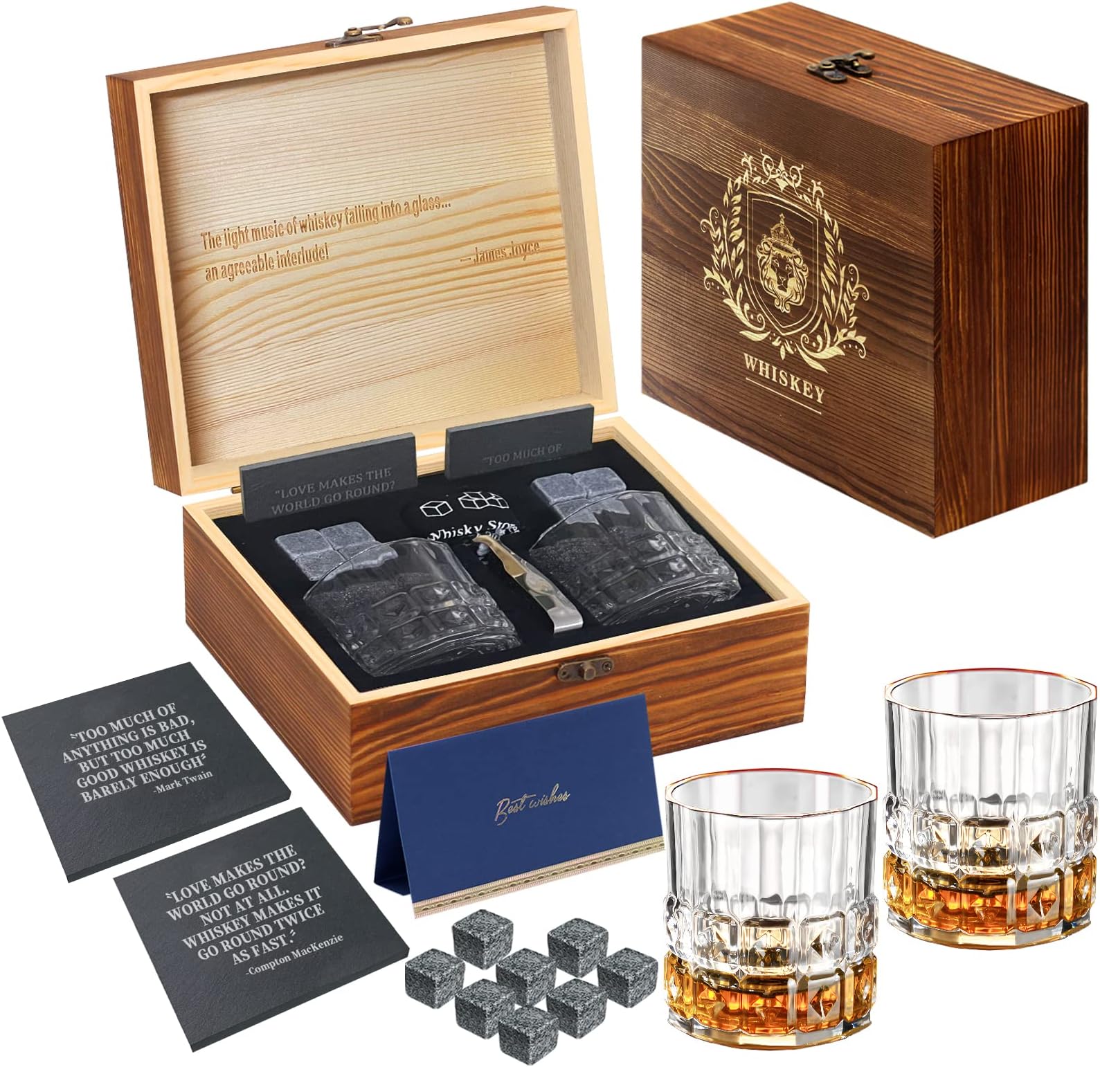Amazon.com | Whiskey Glasses Gifts for Men - Bourbon Whiskey Stones ...