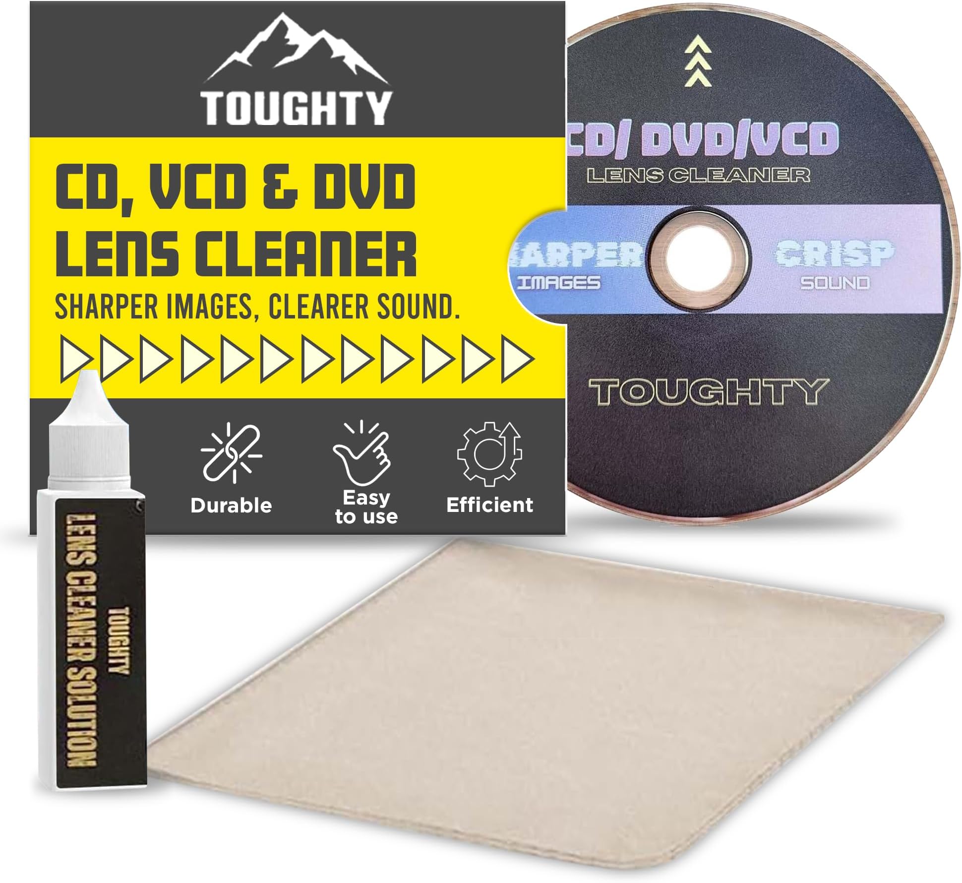 Amazon.com: Toughty CD Cleaner Disc for CD Player – VCD & DVD Cleaner ...