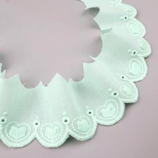 Amazon.com: Cute Heart-Shaped Embroidered Eyelet Trim Green Cotton Lace ...