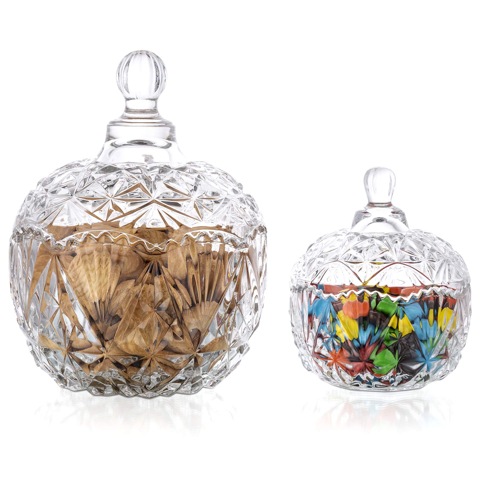 Glasseam Glass Candy Dish with Lid: Crystal Candy Jars Decorative Jars ...