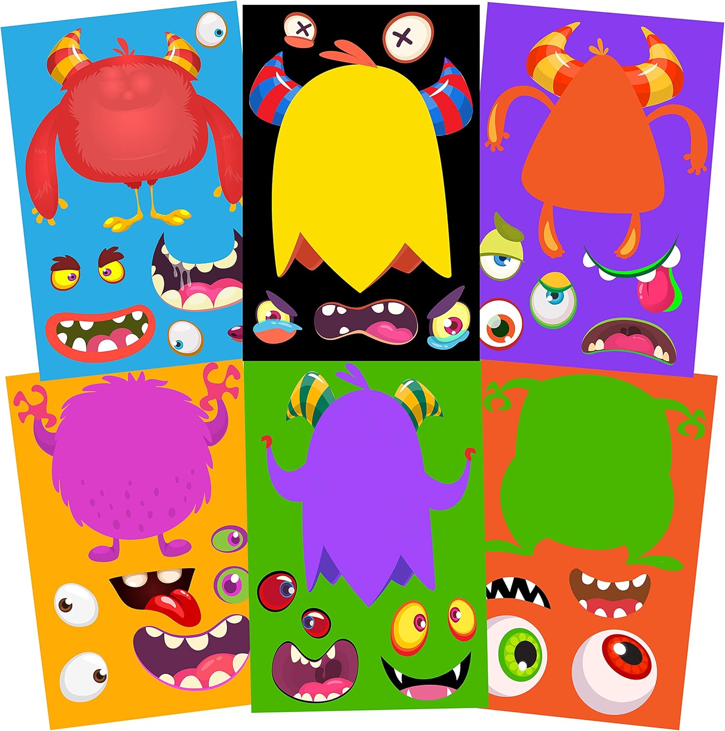 Amazon.com: 24PCS Halloween Monster Stickers Halloween Party Games for ...